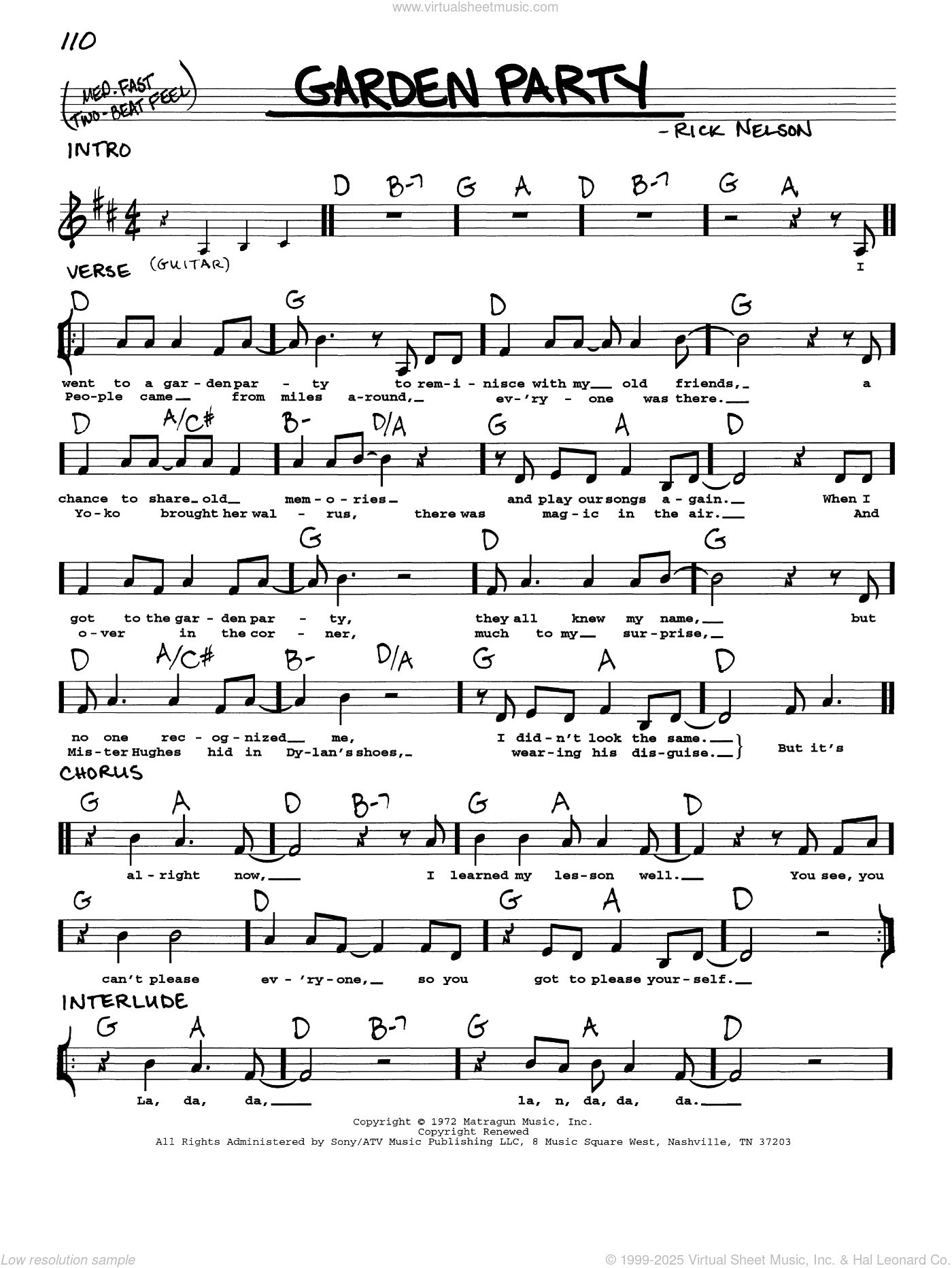 Garden Party sheet music (real book with lyrics) (PDF)