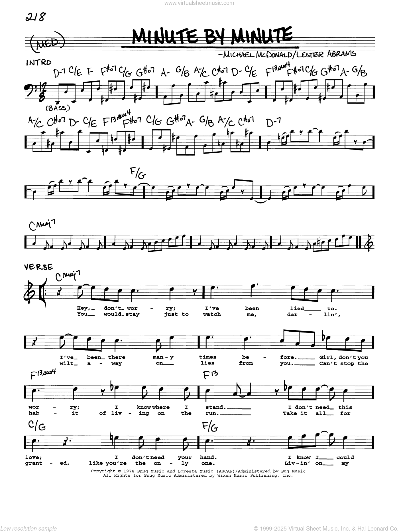 Minute By Minute sheet music (real book with lyrics) (PDF)
