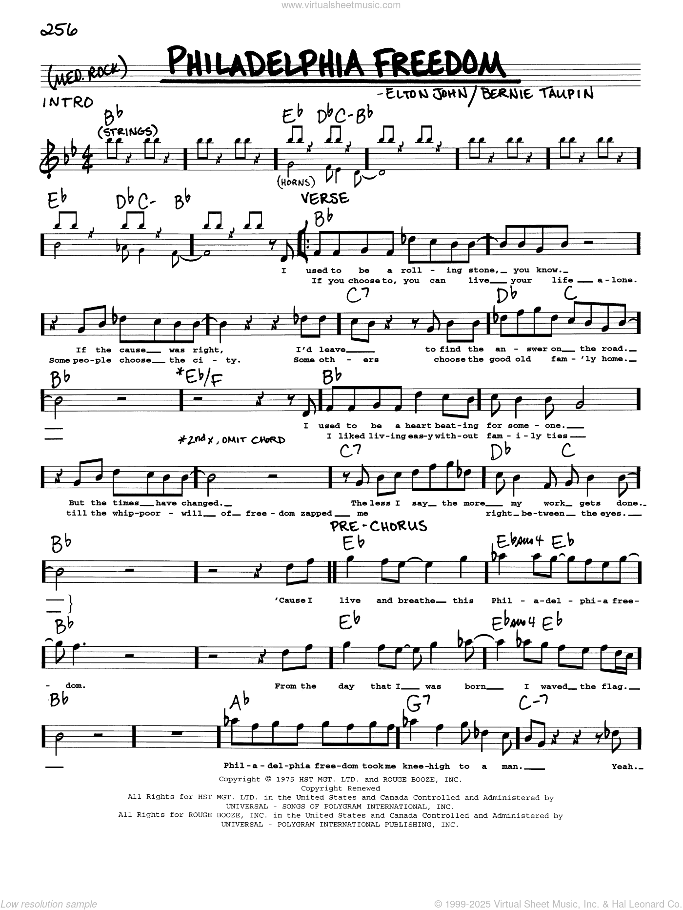 Philadelphia Freedom sheet music (real book with lyrics) (PDF)