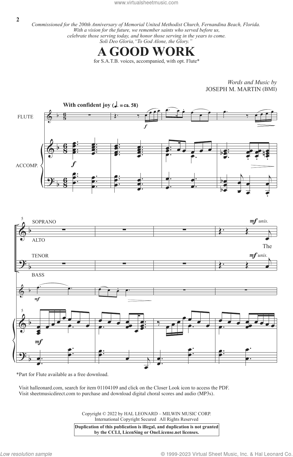 A Good Work sheet music for choir (SATB: soprano, alto, tenor, bass)