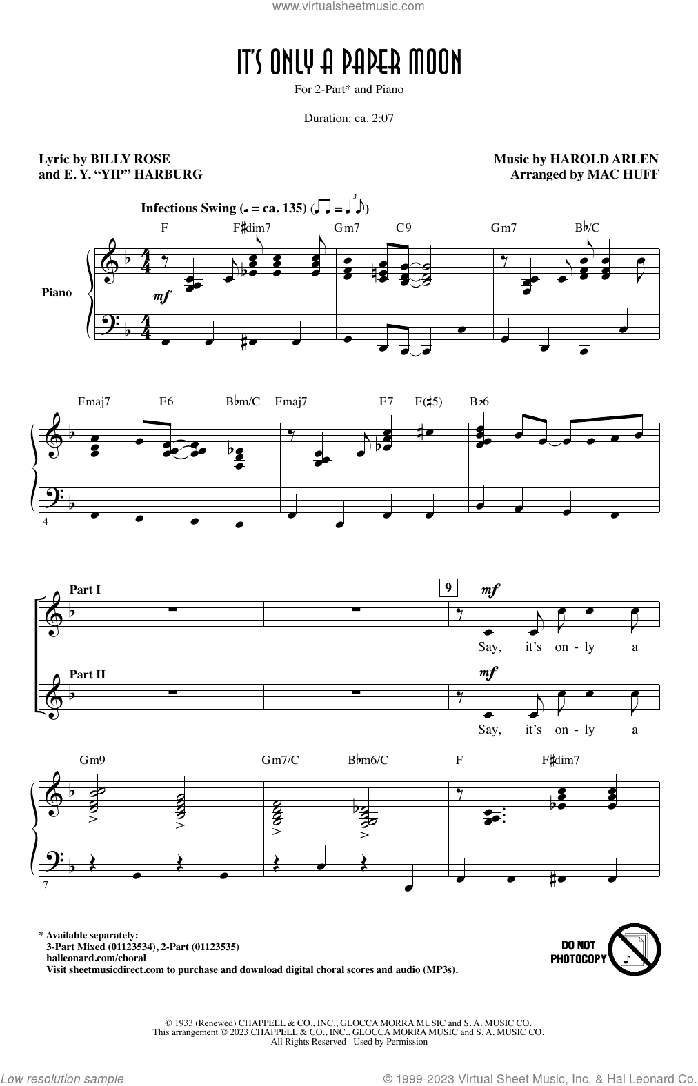It's Only A Paper Moon (arr. Mac Huff) sheet music for choir (2-Part)