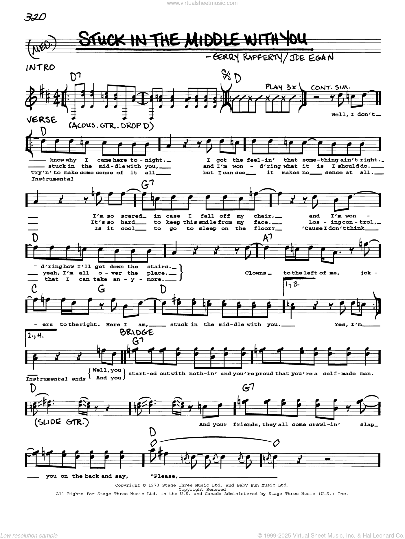 Stuck In The Middle With You sheet music (real book with lyrics)