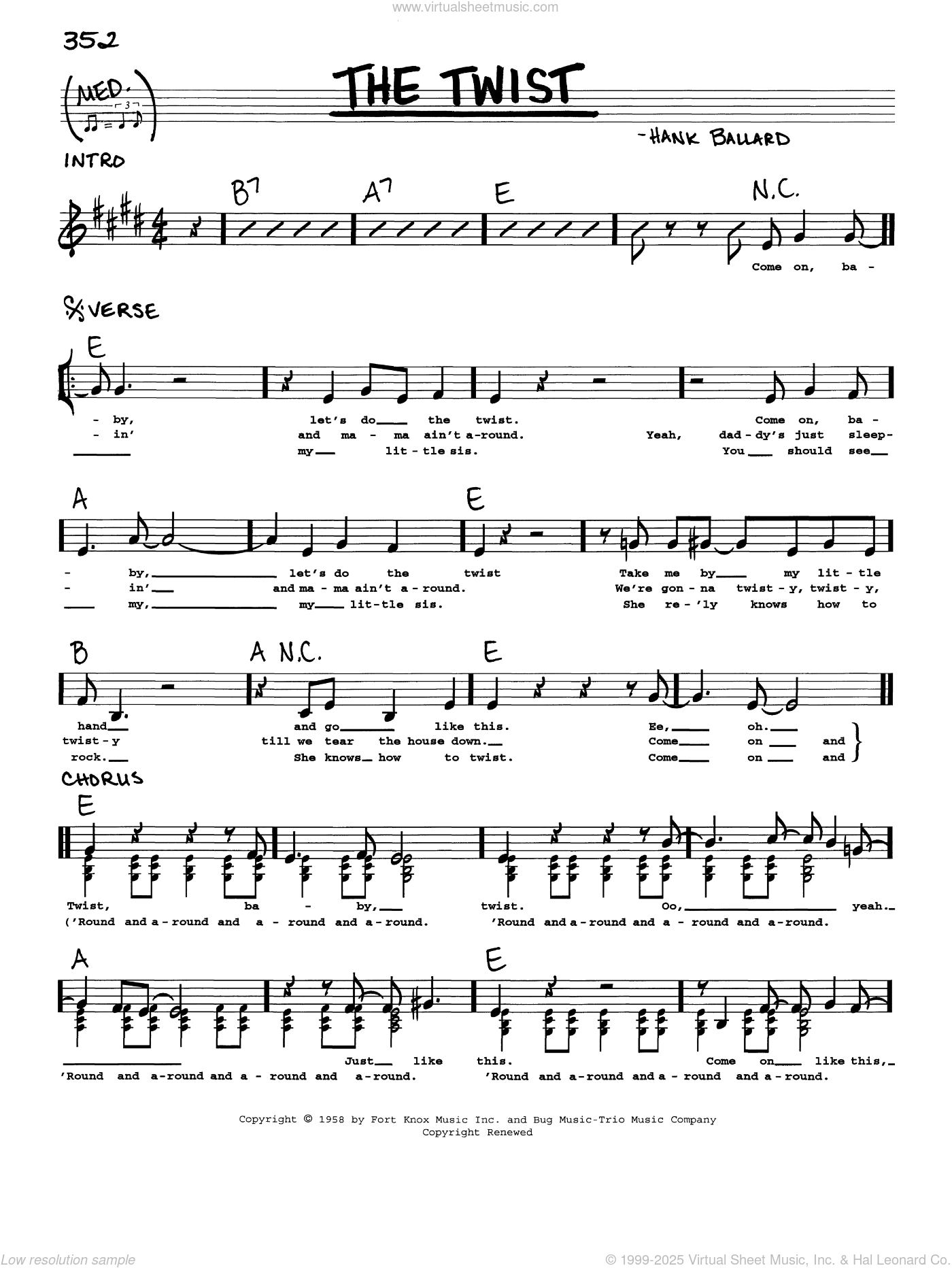 The Twist sheet music (real book with lyrics) (PDF)