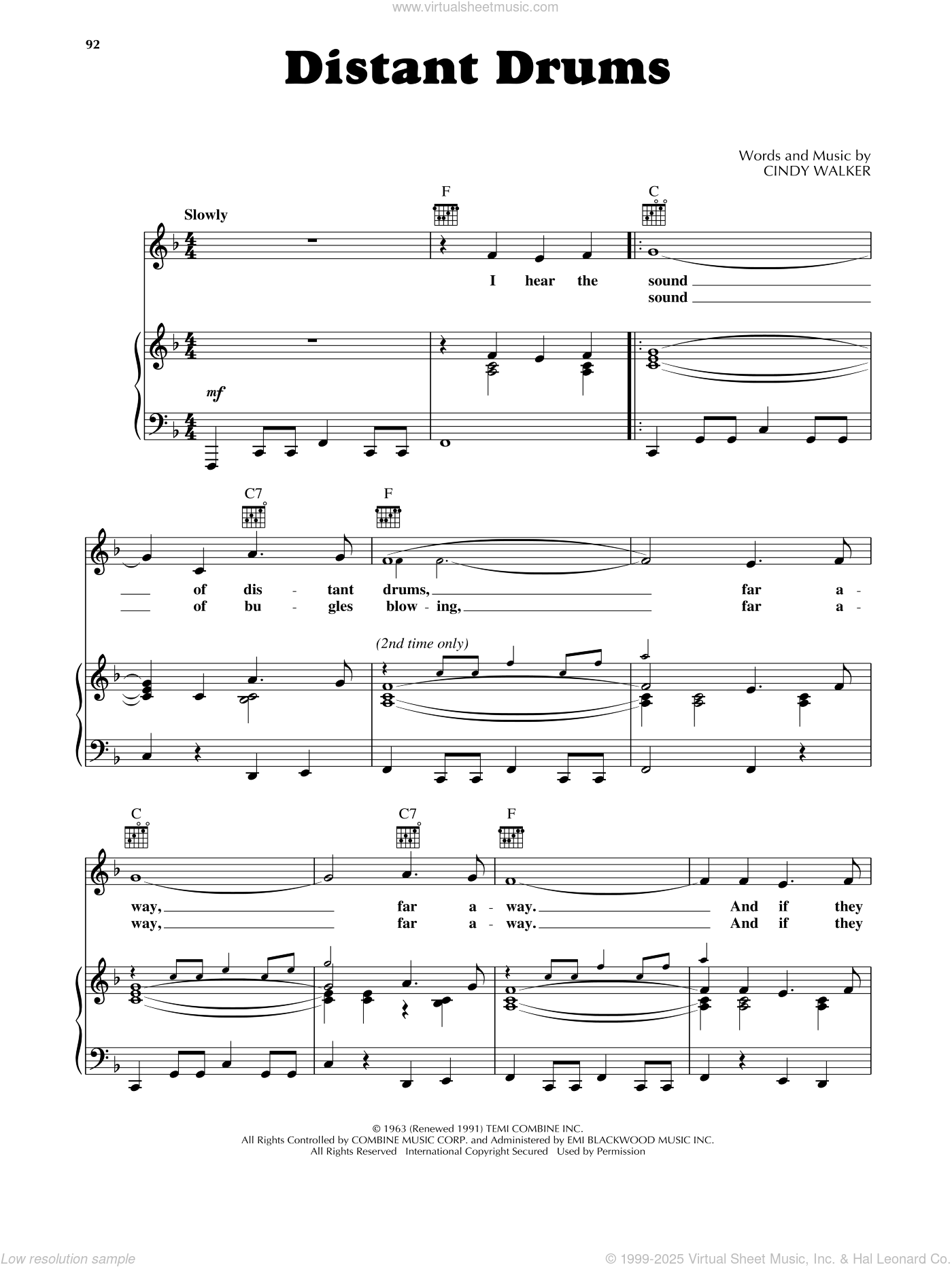Distant Drums sheet music for voice, piano or guitar (PDF)