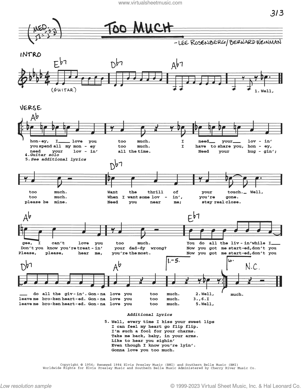 Too Much sheet music (real book with lyrics) (PDF)