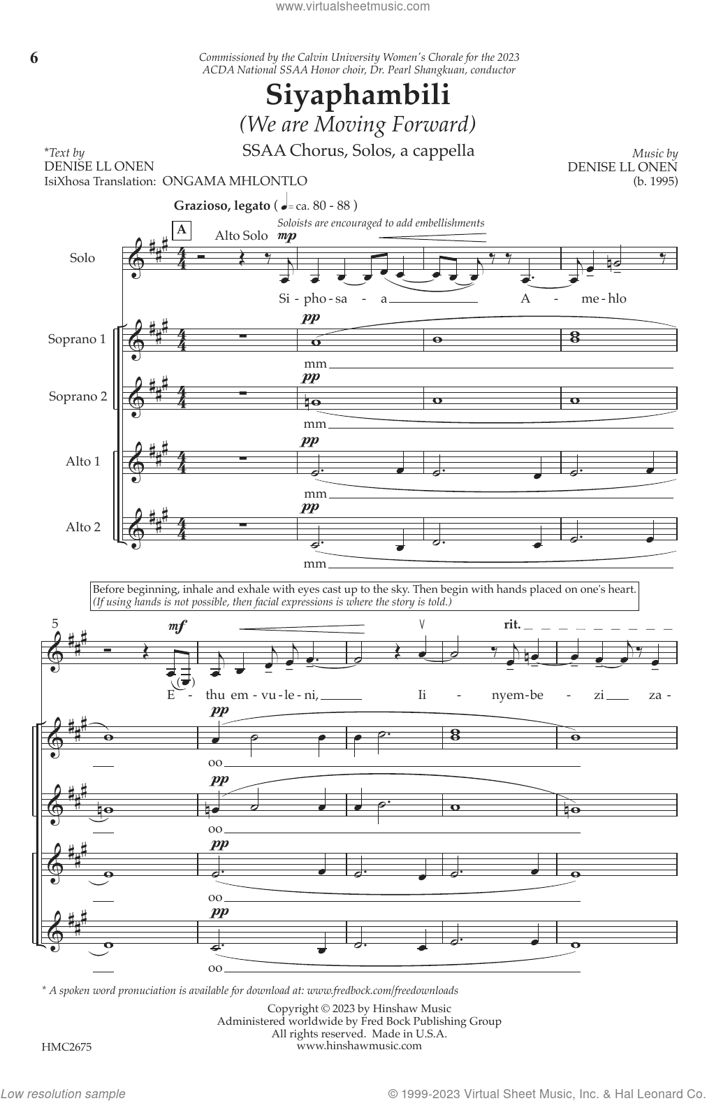 Siyaphambili (We Are Moving Forward) sheet music for choir (SSAA ...