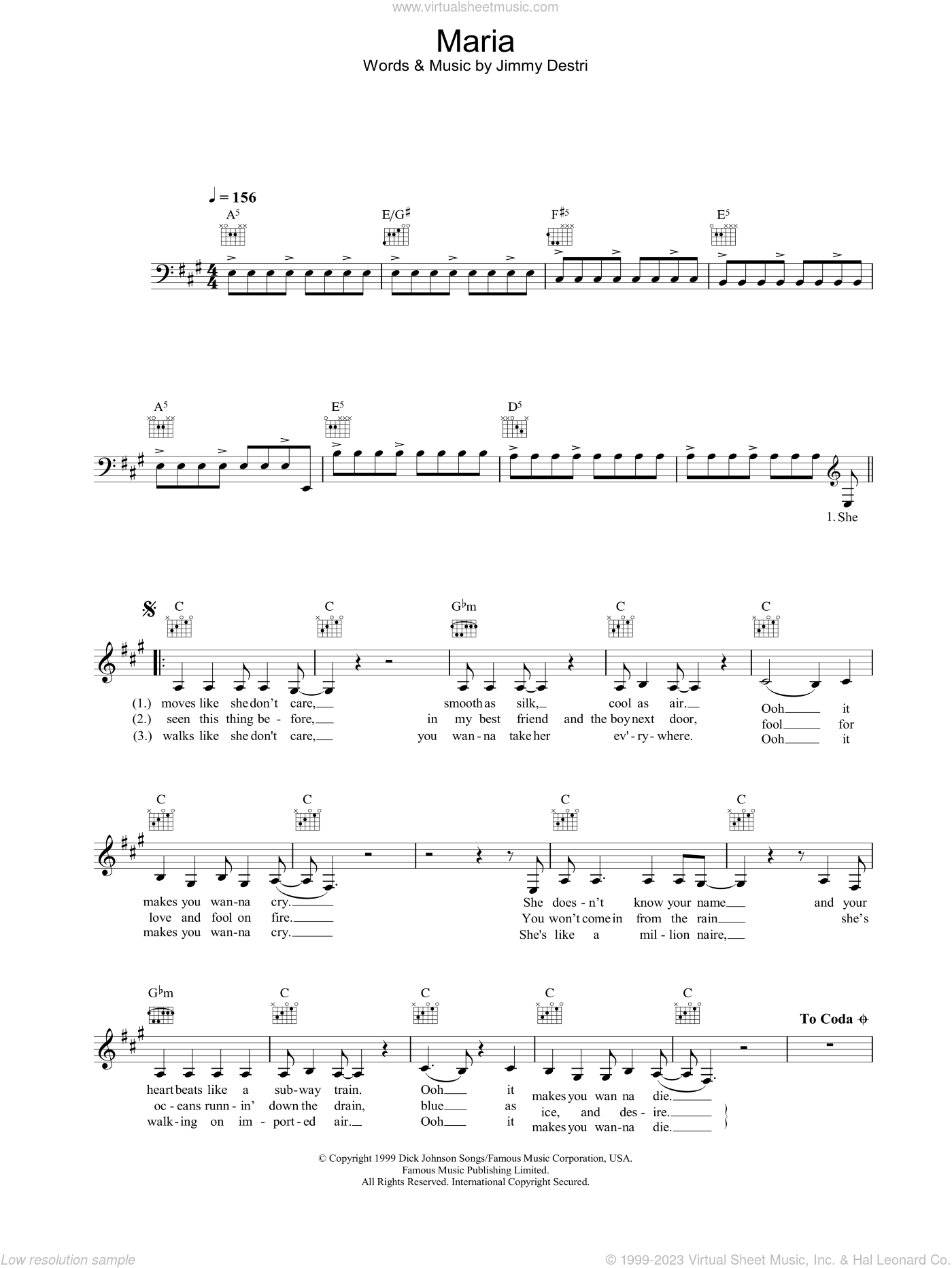 Maria sheet music for voice and other instruments (fake book)