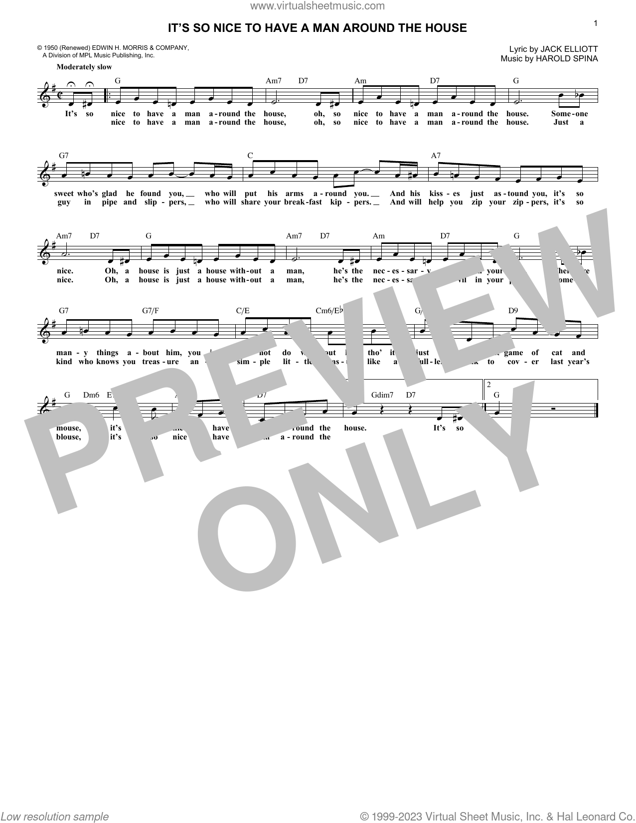 It's So Nice To Have A Man Around The House sheet music (fake book)