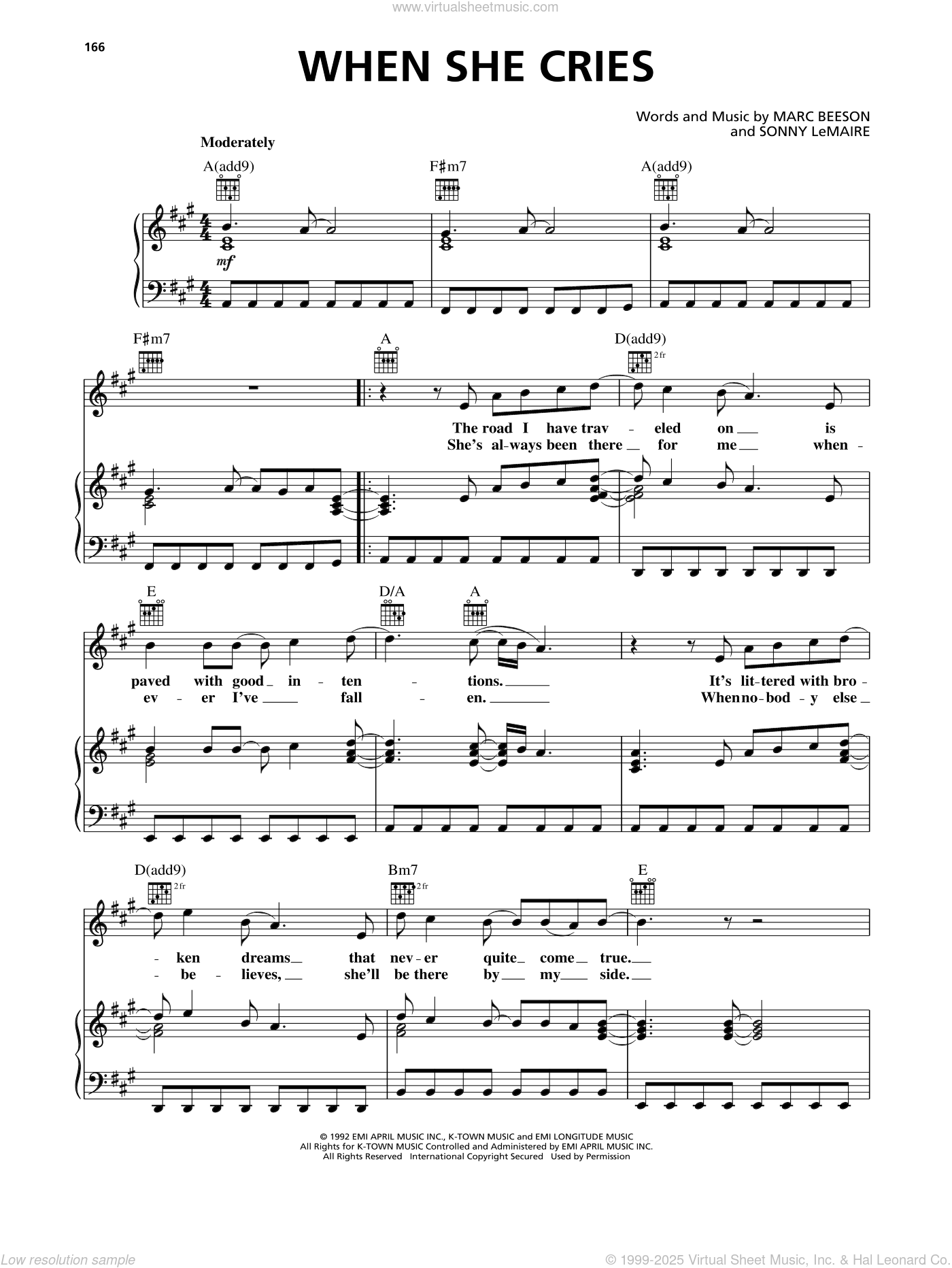 When She Cries sheet music for voice, piano or guitar (PDF)