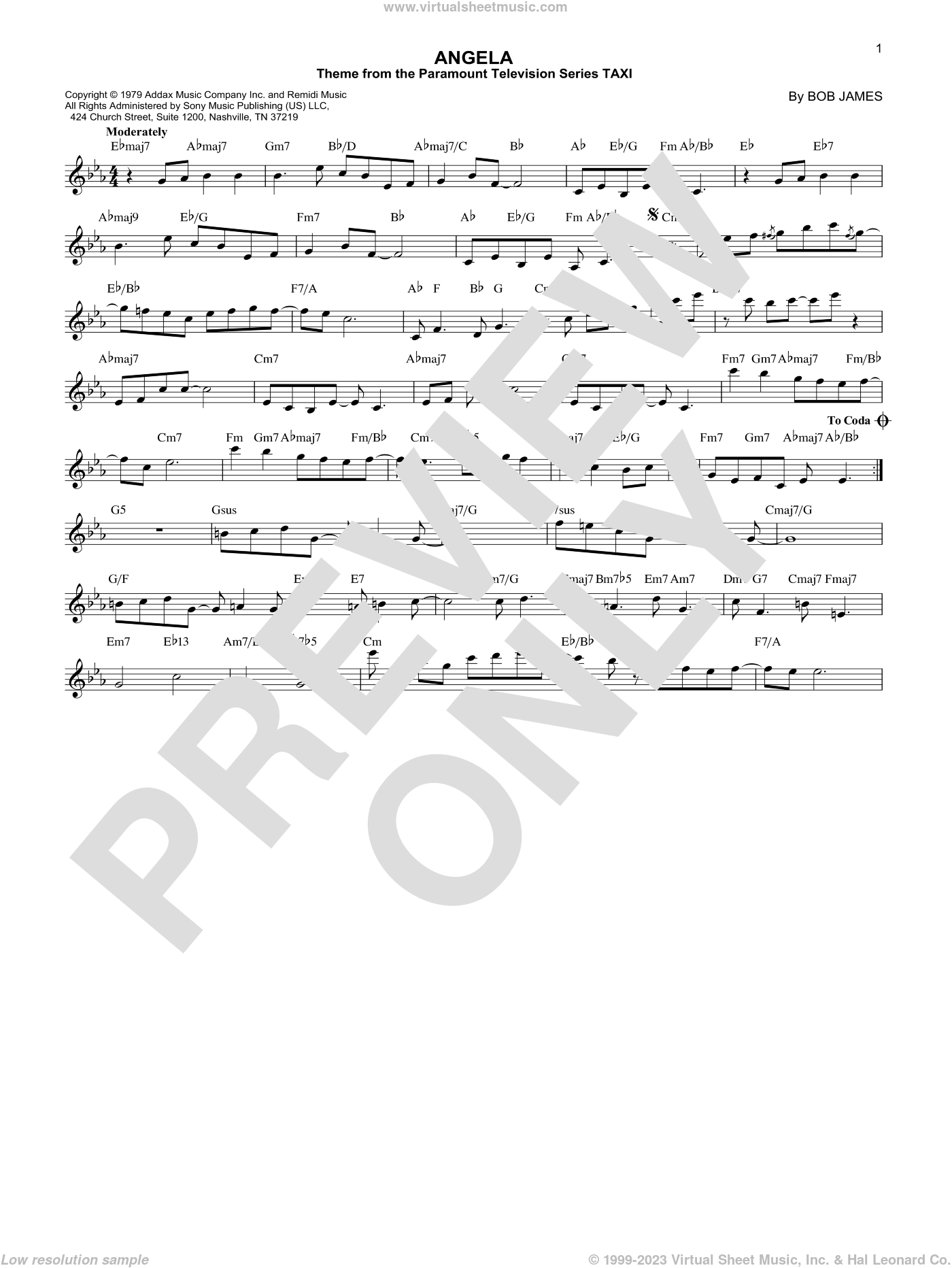Angela (theme from Taxi) sheet music (fake book) (PDF)