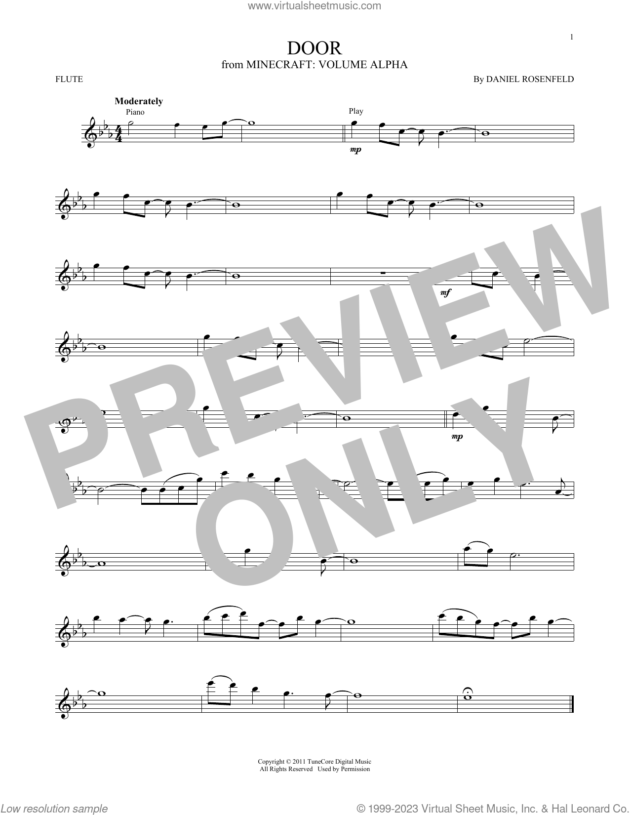 Door (from Minecraft) sheet music for flute solo (PDF)