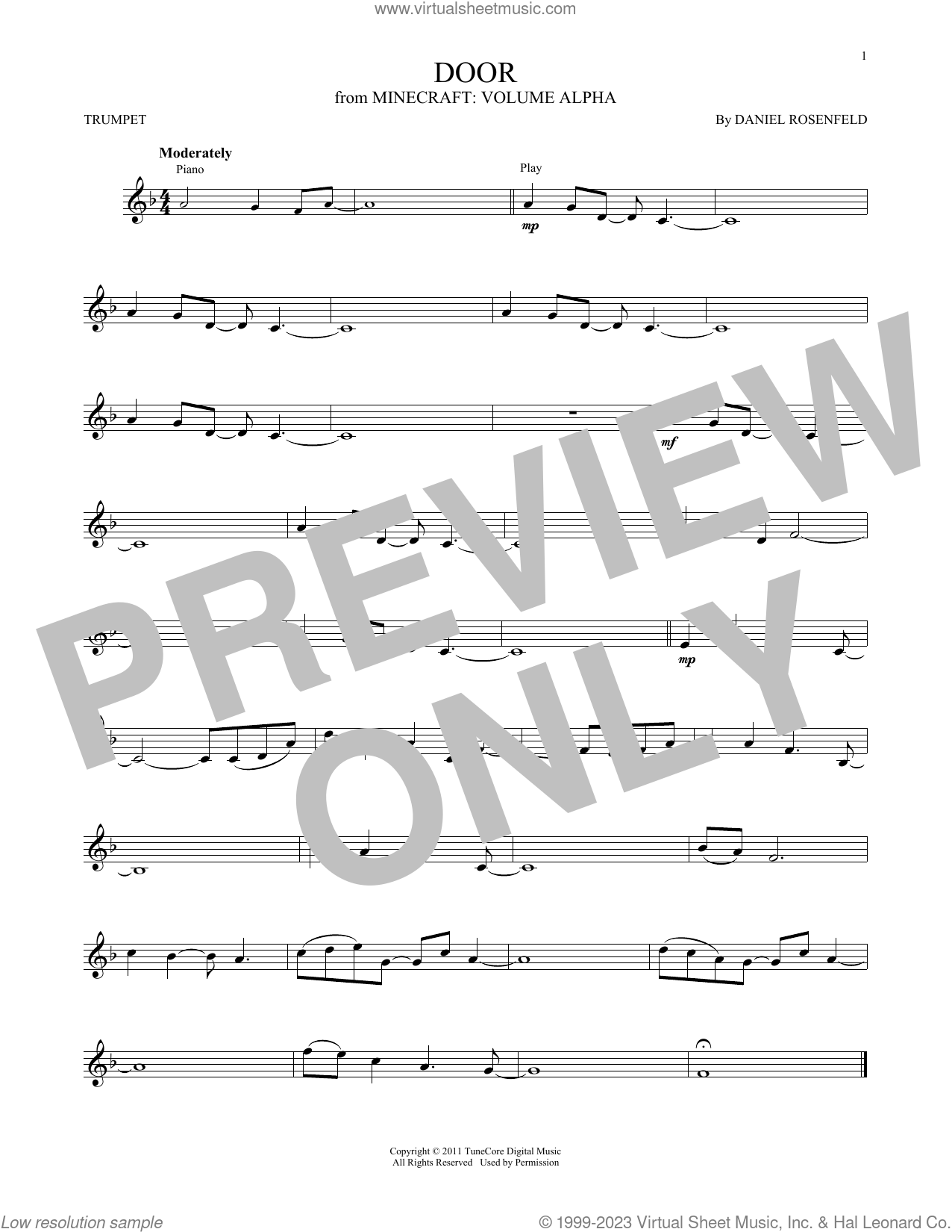 Door (from Minecraft) sheet music for trumpet solo (PDF)