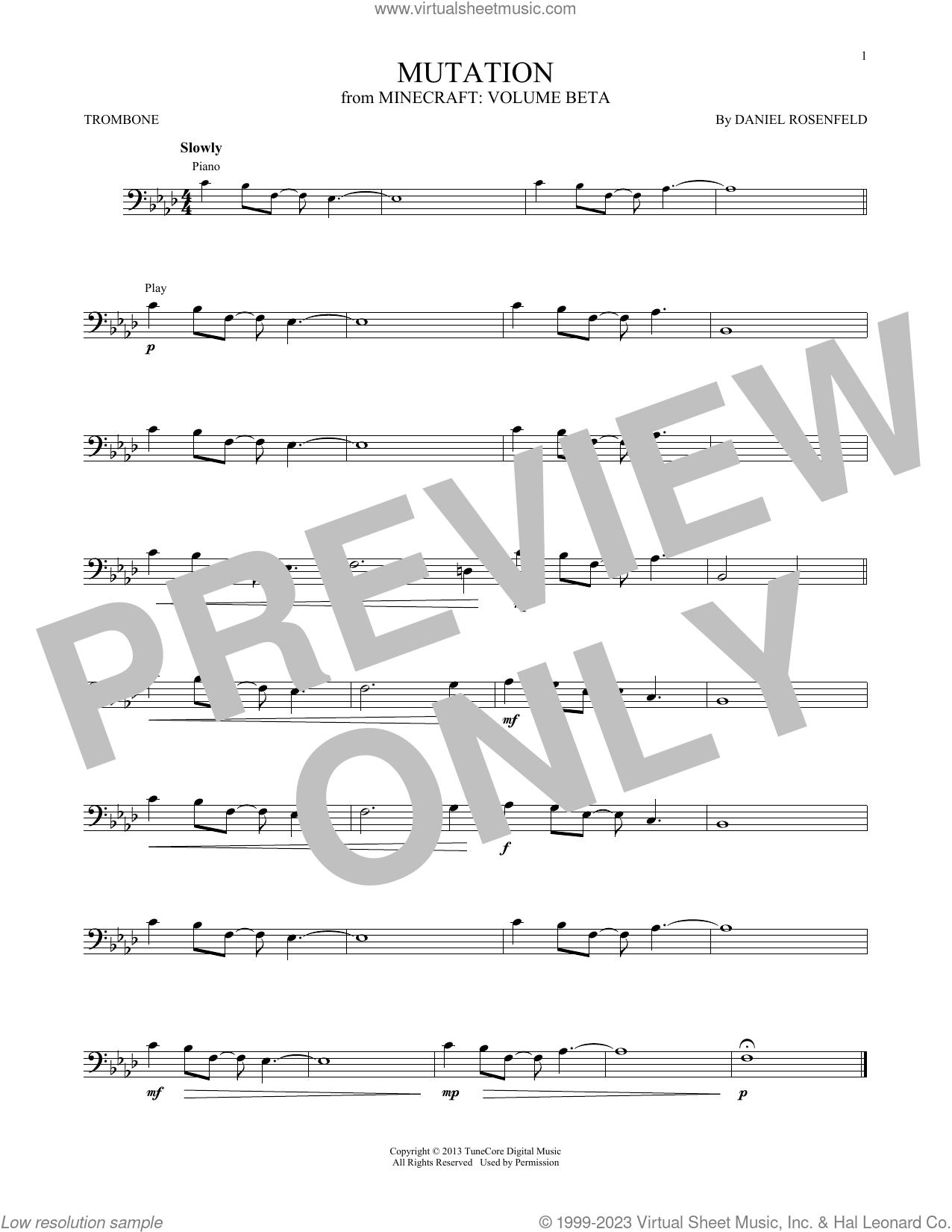 Mutation (from Minecraft) sheet music for trombone solo (PDF)