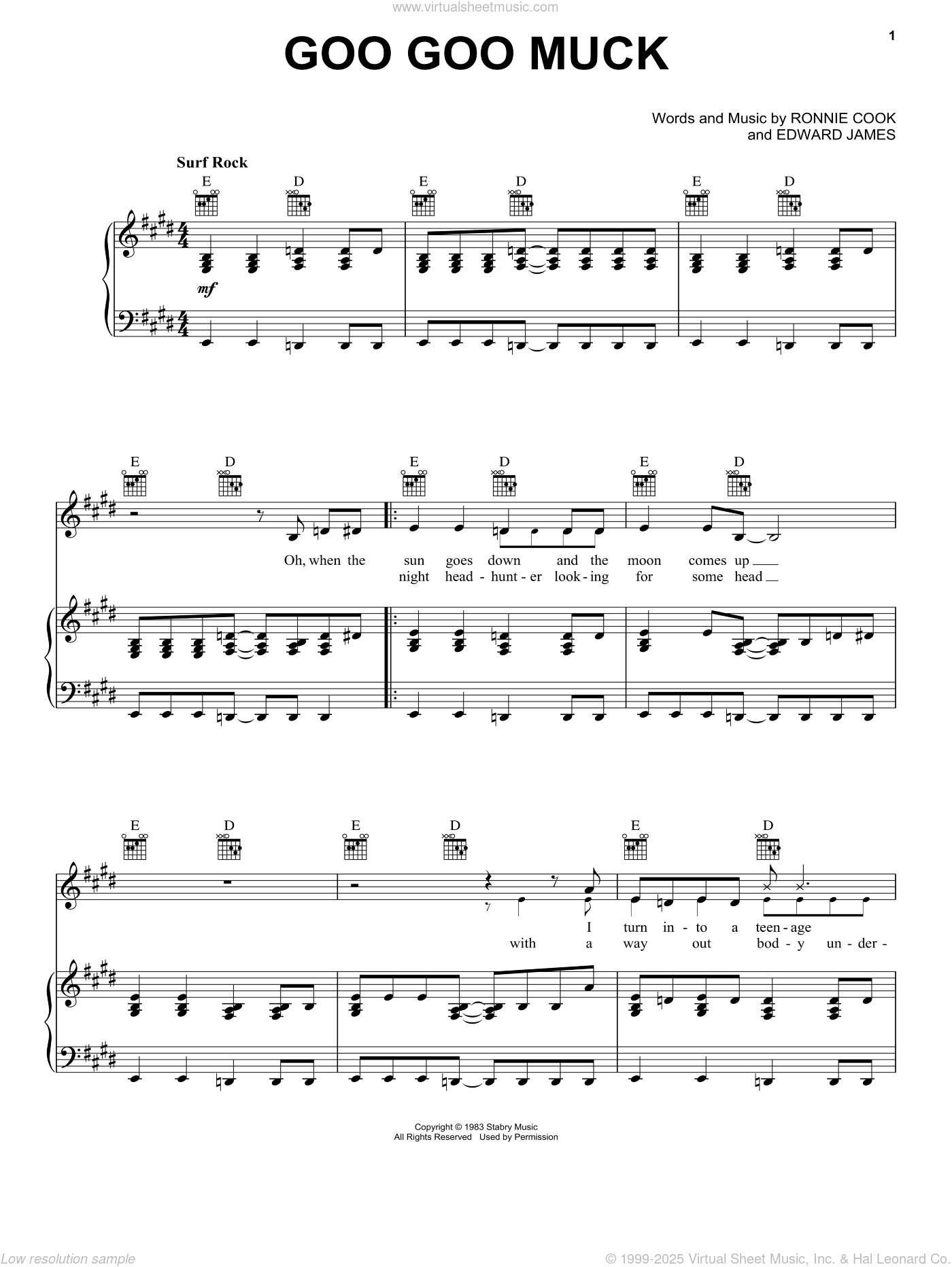 Goo Goo Muck sheet music for voice, piano or guitar (PDF)