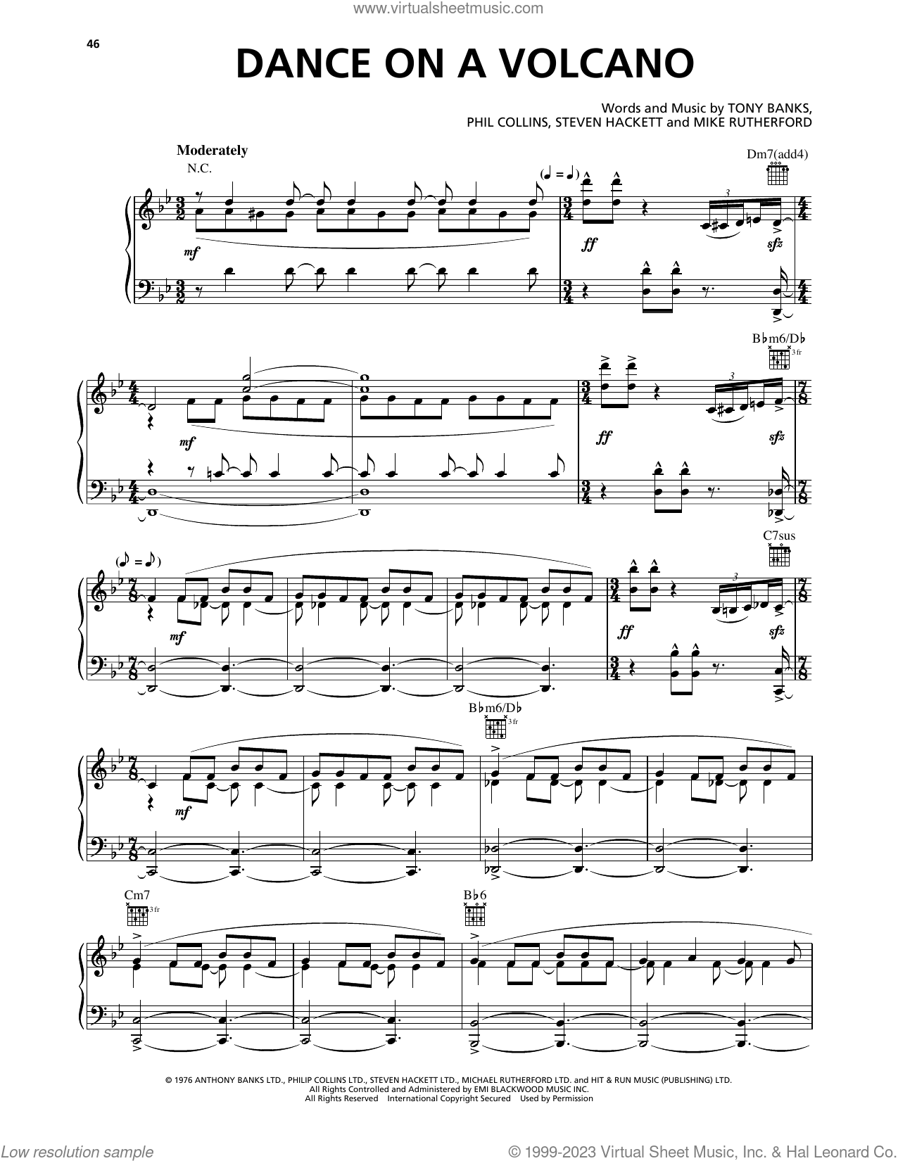 Dance On A Volcano sheet music for voice, piano or guitar (PDF)