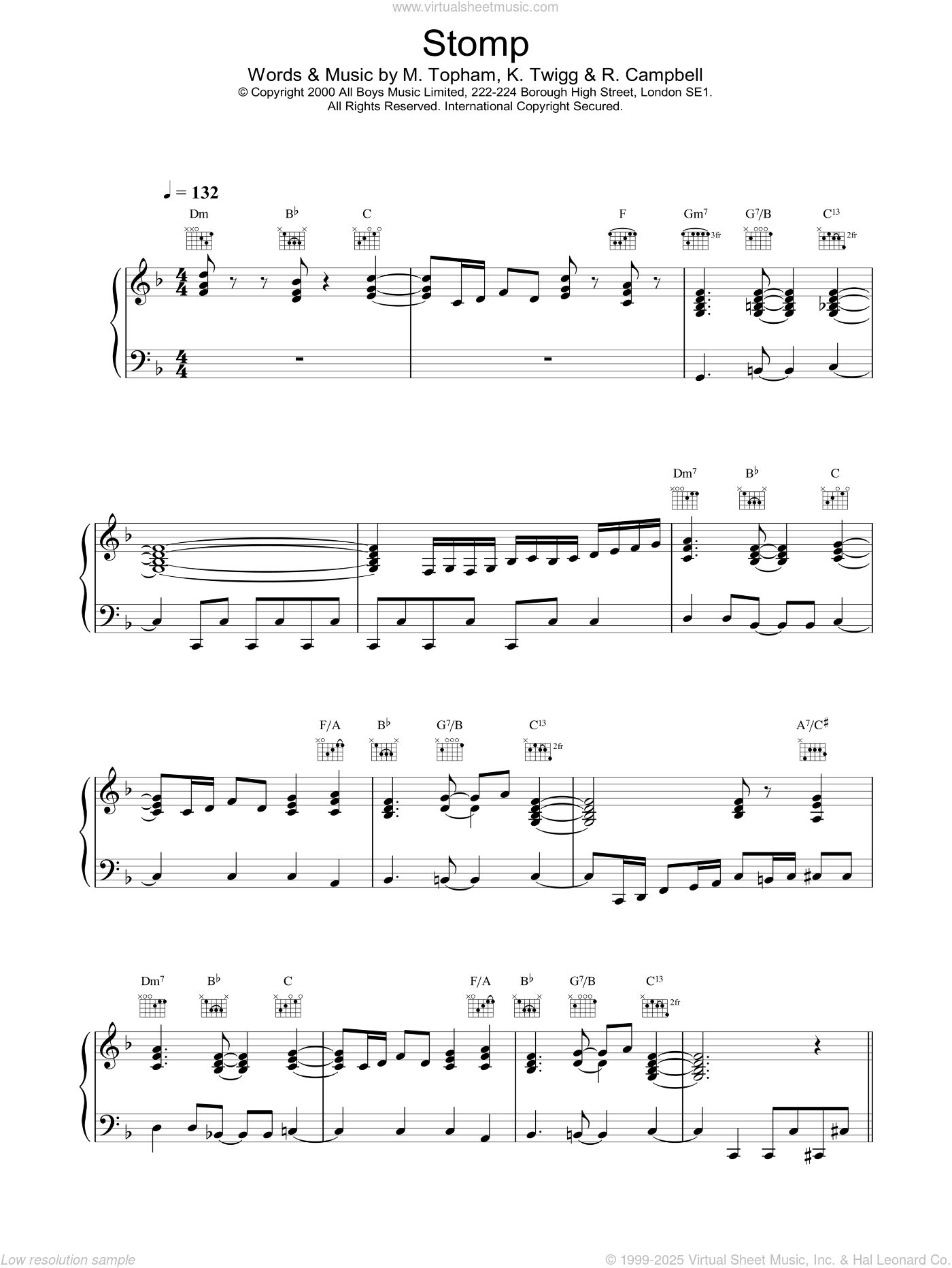 Stomp sheet music for voice, piano or guitar (PDF)