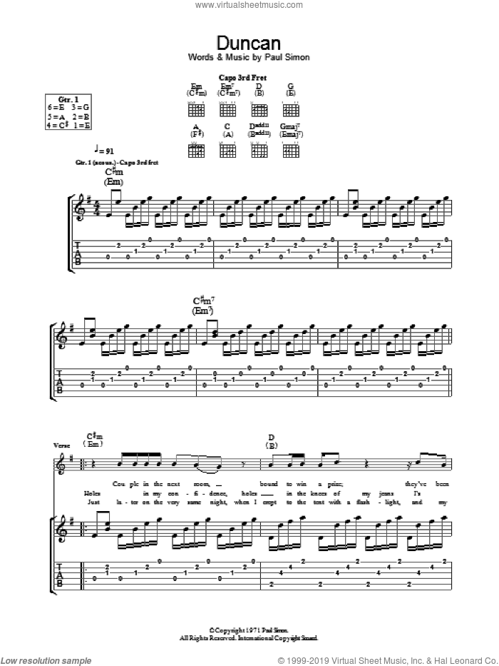 Duncan sheet music for guitar (tablature) (PDF)