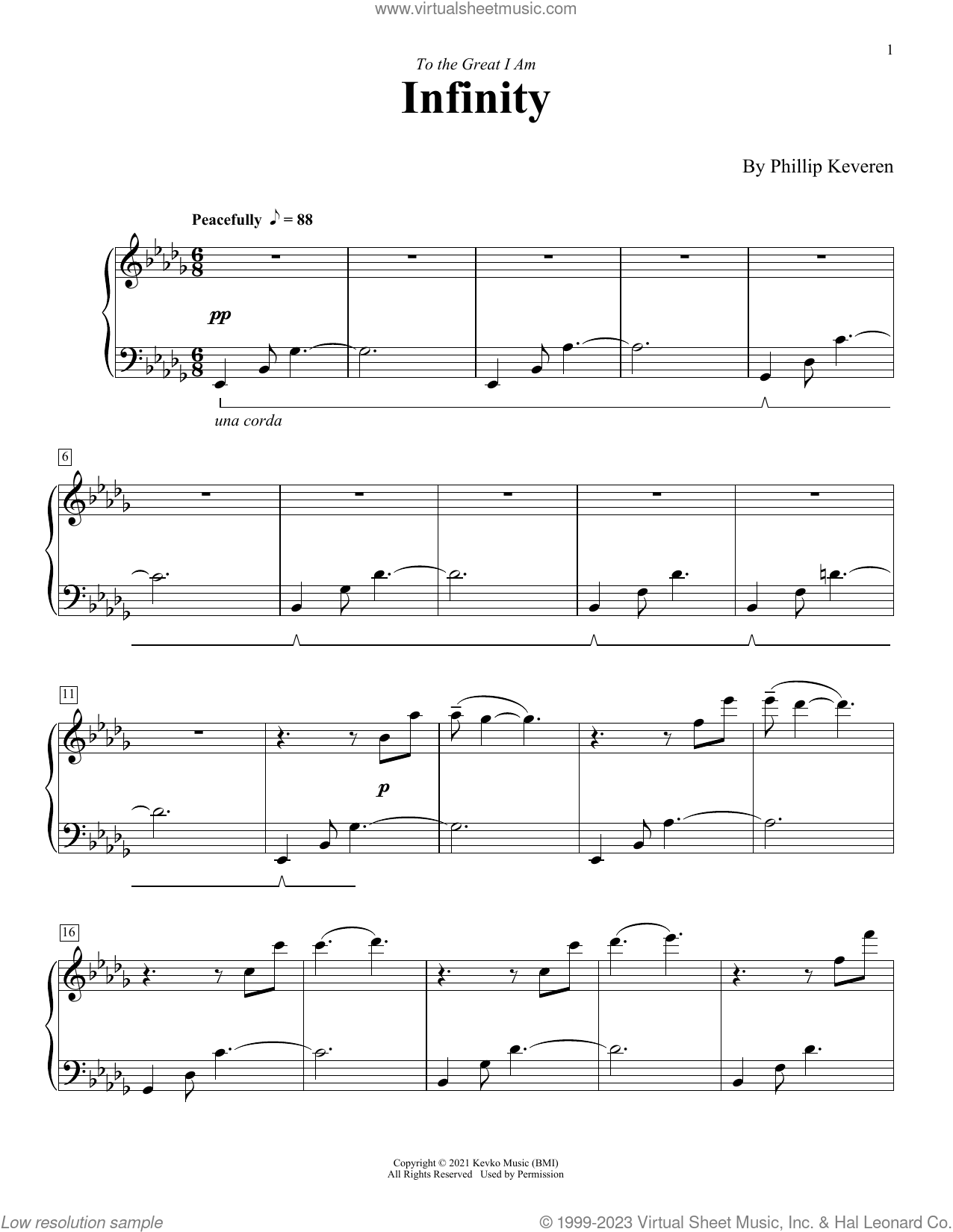 Phillip Keveren: Infinity sheet music for piano solo (PDF)