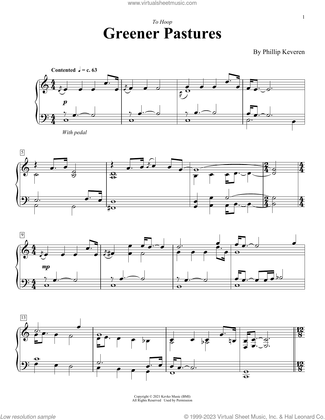 Greener Pastures sheet music for piano solo (PDF-interactive)