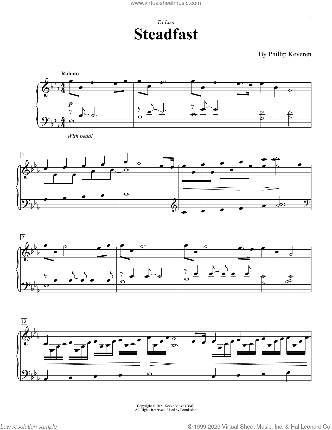 Steadfast sheet music for piano solo (PDF-interactive)