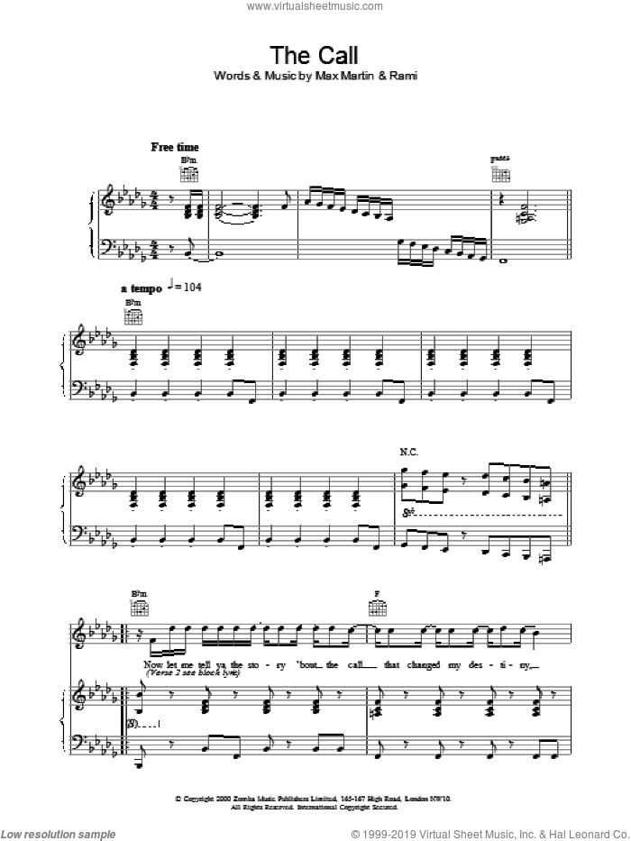 Backstreet Boys: The Call sheet music for voice, piano or guitar