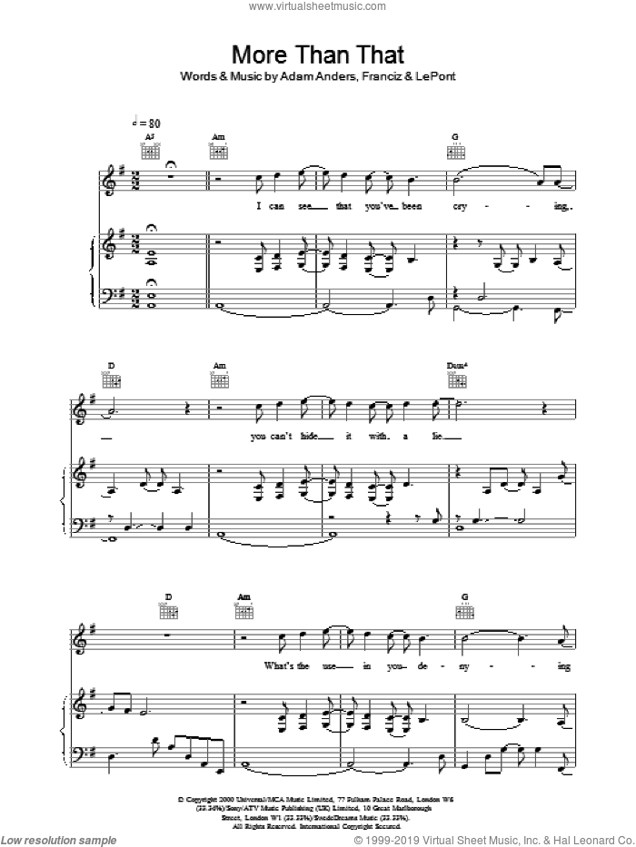 More Than That sheet music for voice, piano or guitar (PDF)