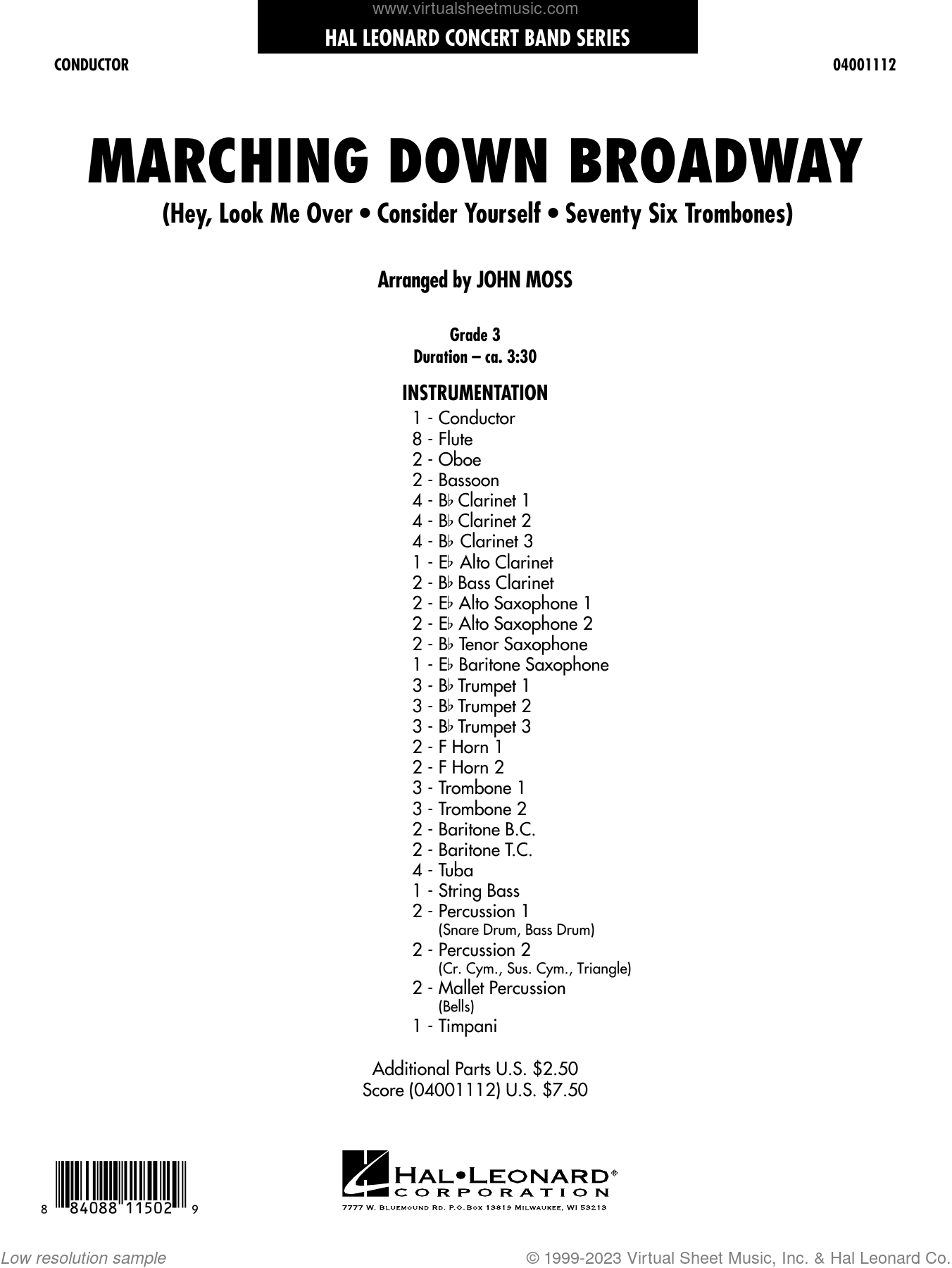 Marching Down Broadway sheet music (complete collection) for concert band