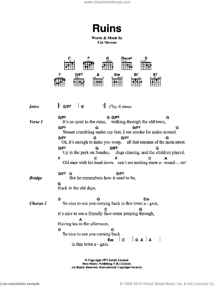 Ruins sheet music for guitar (chords) (PDF)