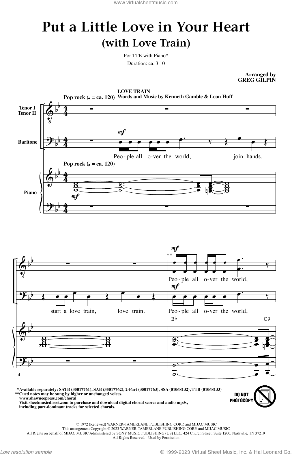 Put A Little Love In Your Heart (with Love Train) sheet music for choir ...