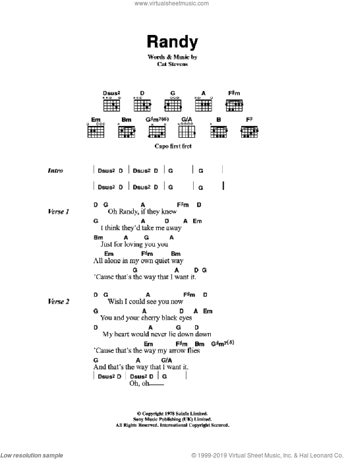 Randy sheet music for guitar (chords) (PDF)