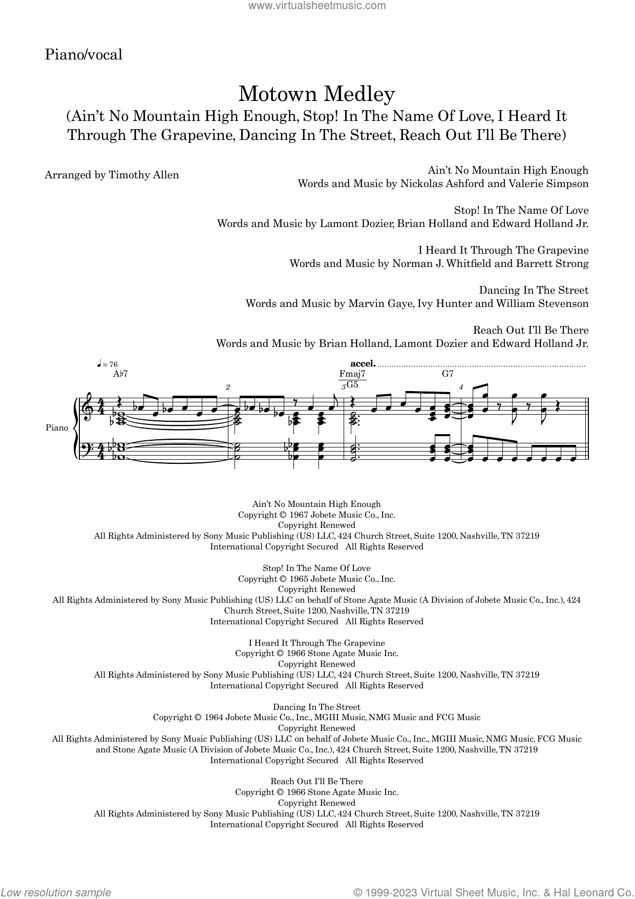 Motown Medley (arr. Tim Allen) sheet music (complete collection) for ...