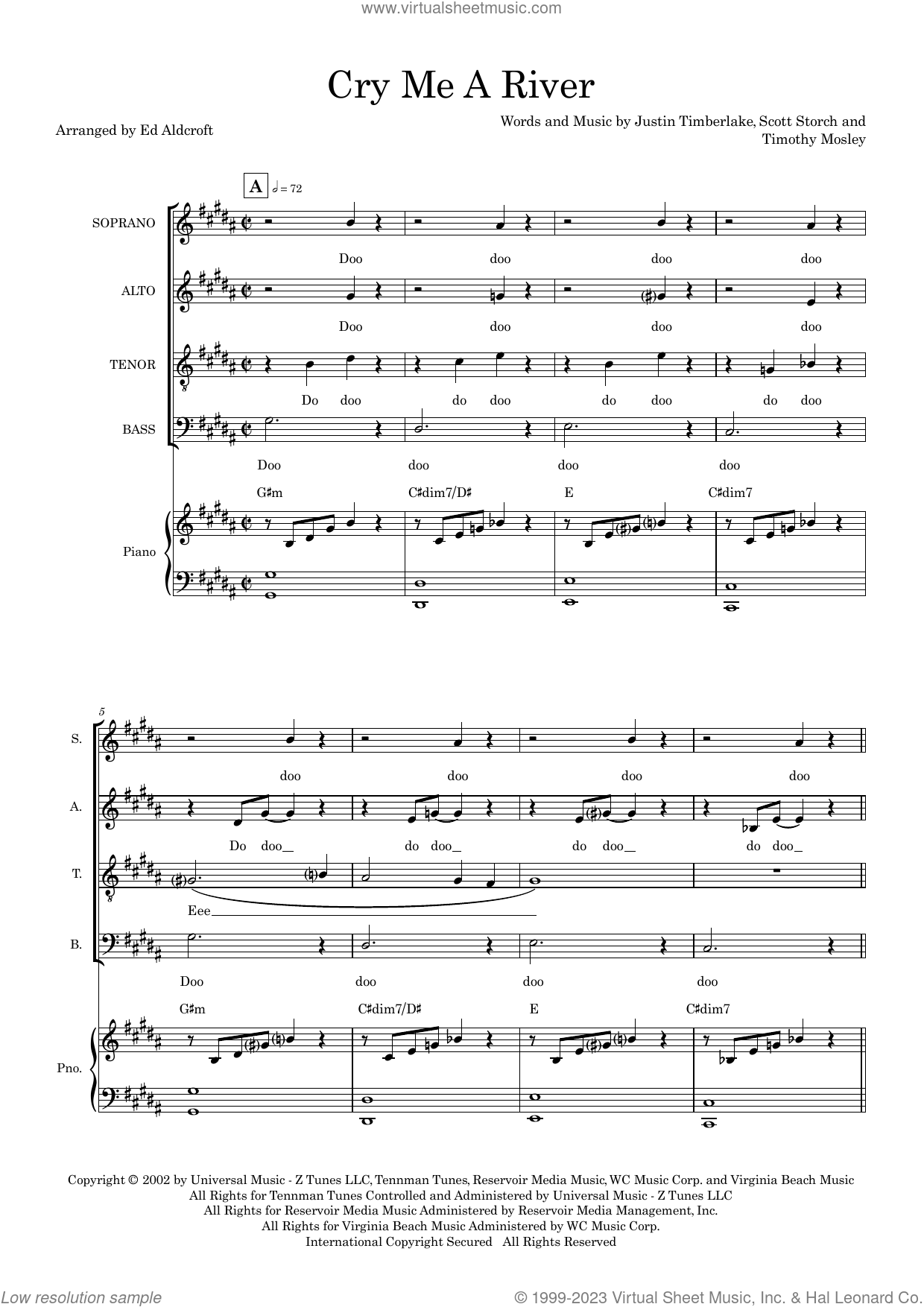 Cry Me A River (arr. Ed Aldcroft) sheet music (complete collection) for ...