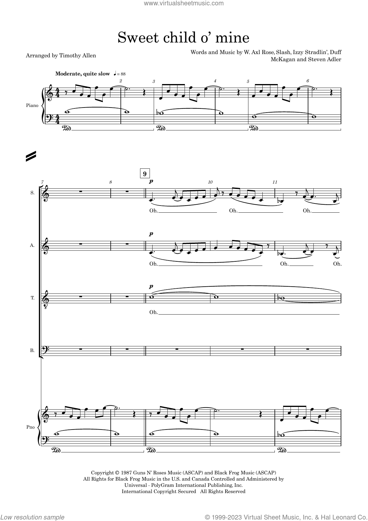 Sweet Child O' Mine (arr. Tim Allen) sheet music (complete collection ...