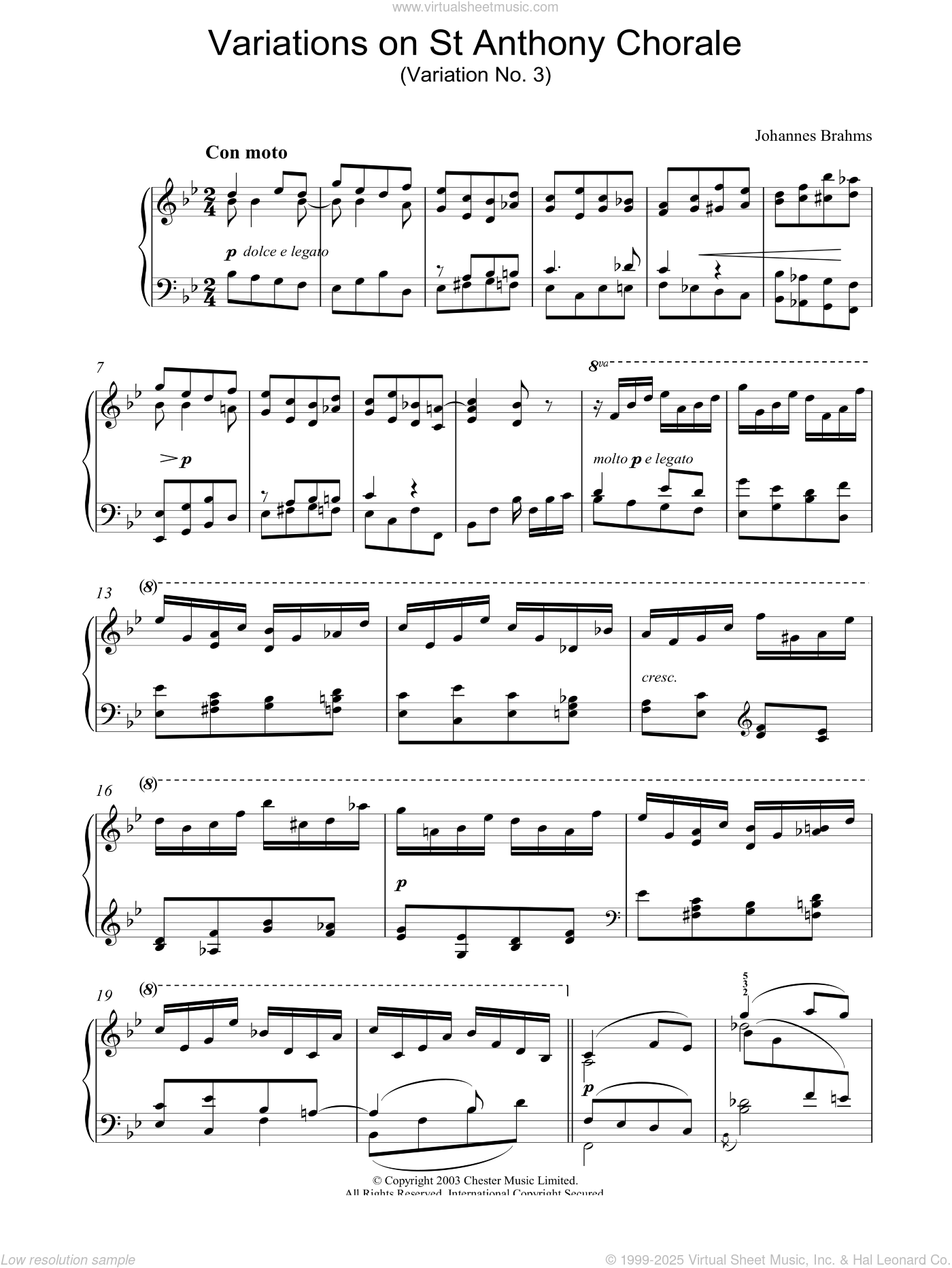 Variations on St Anthony Chorale (Variation No. 3) sheet music for piano solo