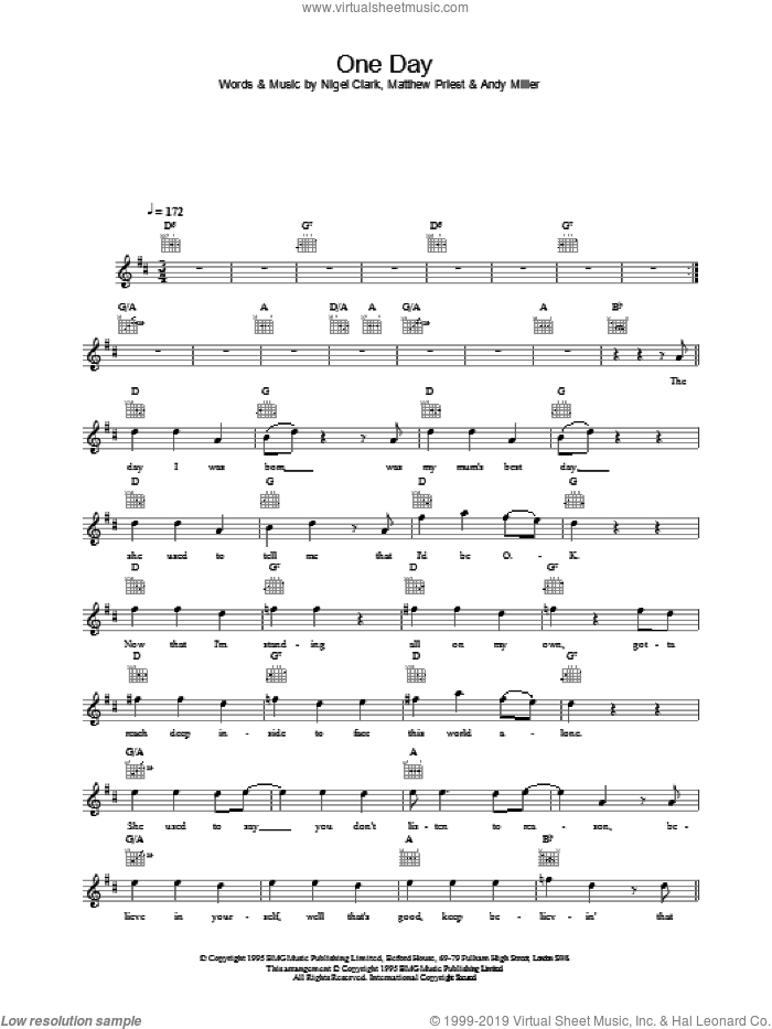 One Day sheet music for voice and other instruments (fake book)