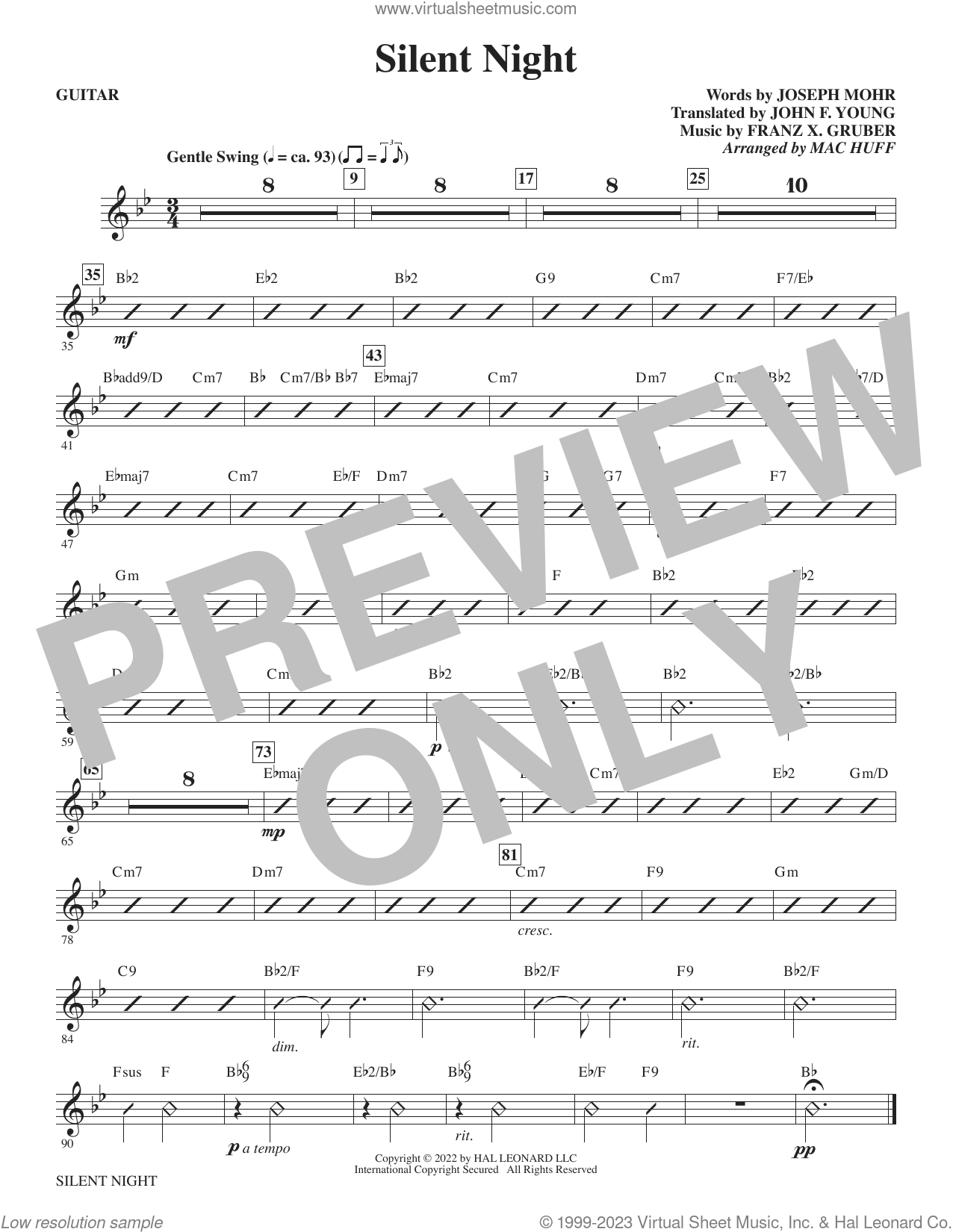 Silent Night (arr. Mac Huff) (complete set of parts) sheet music for ...