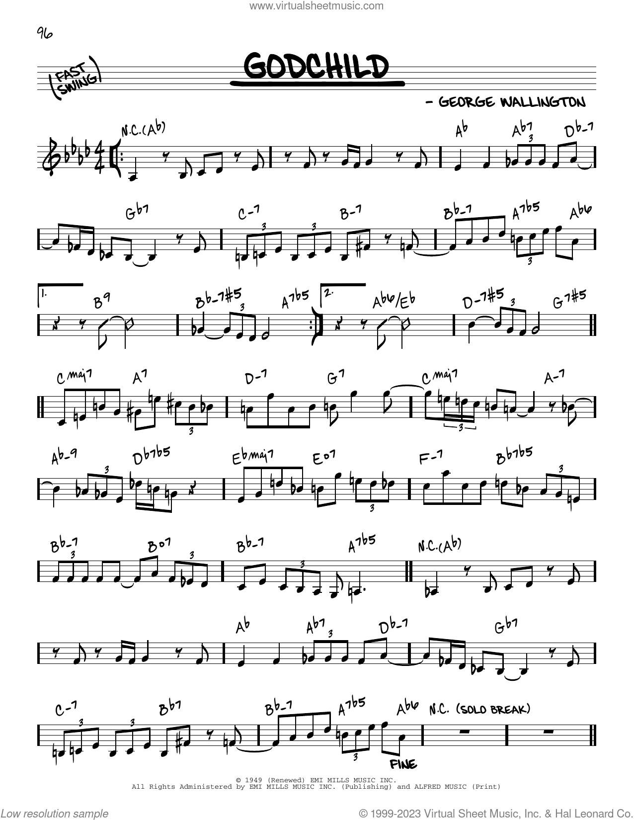 Godchild sheet music (real book - melody and chords) (real book)