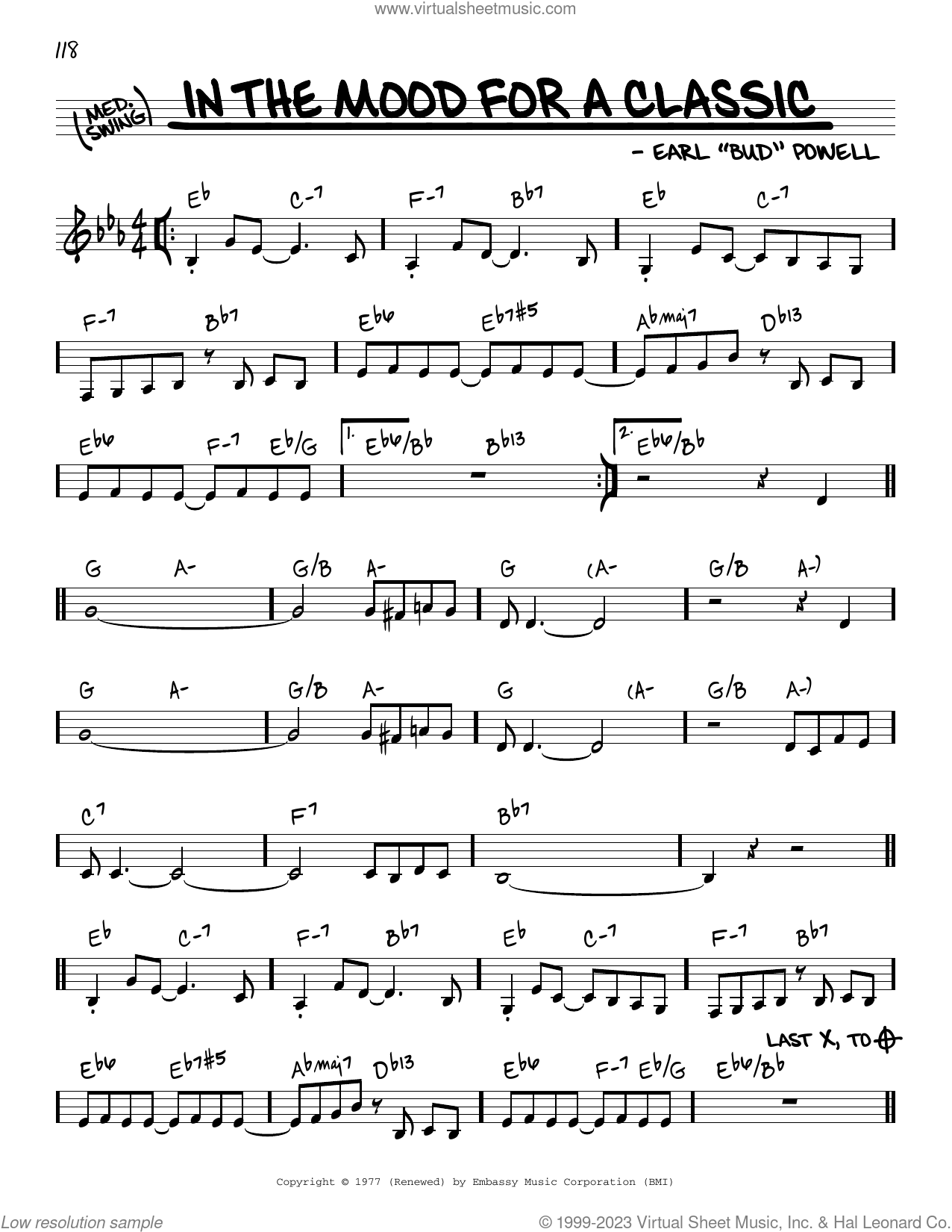 In The Mood For A Classic sheet music (real book - melody and chords ...