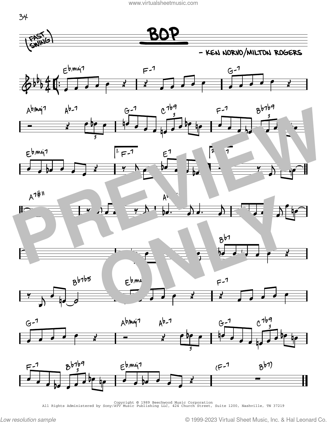 Bop sheet music (real book - melody and chords) (real book) (PDF)
