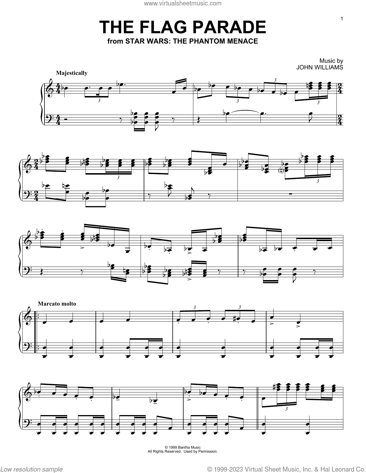 The Flag Parade (from Star Wars: The Phantom Menace) sheet music for ...