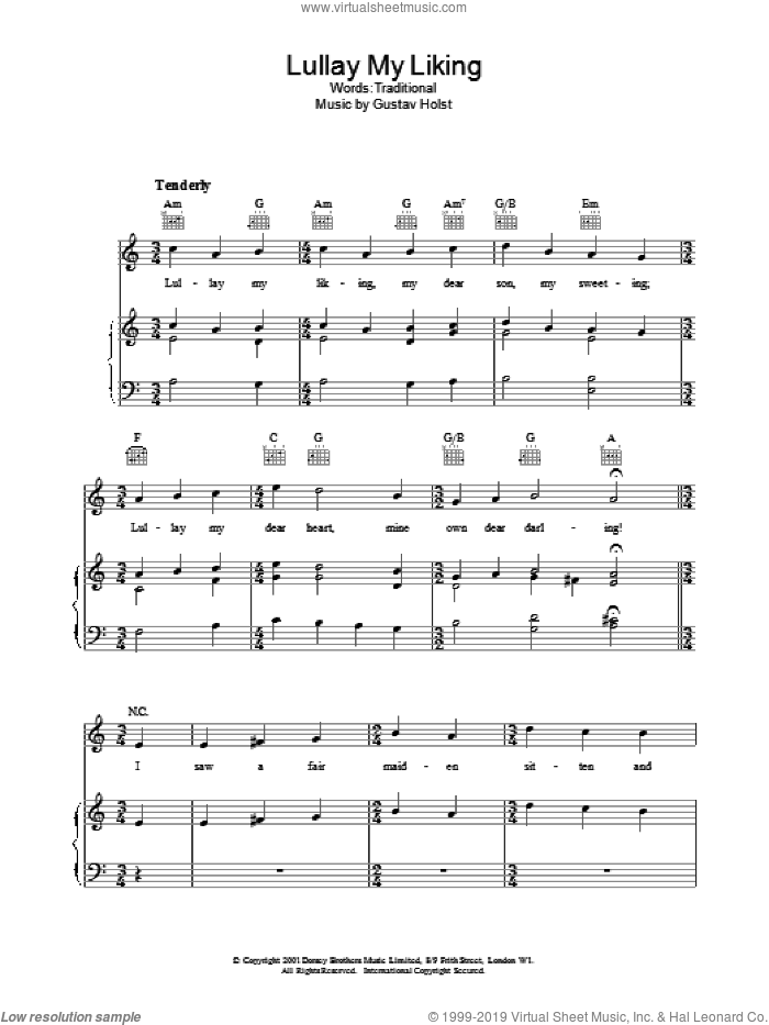 Lullay My Liking sheet music for voice, piano or guitar (PDF)