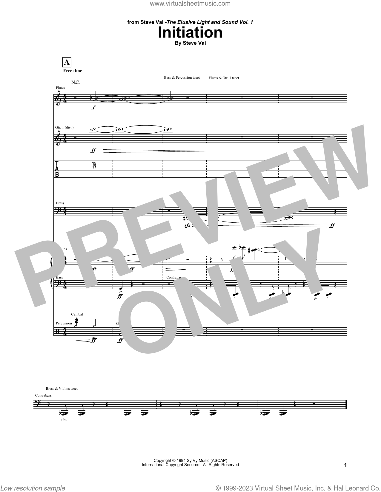 Steve Vai: Initiation sheet music for guitar (tablature) (PDF)