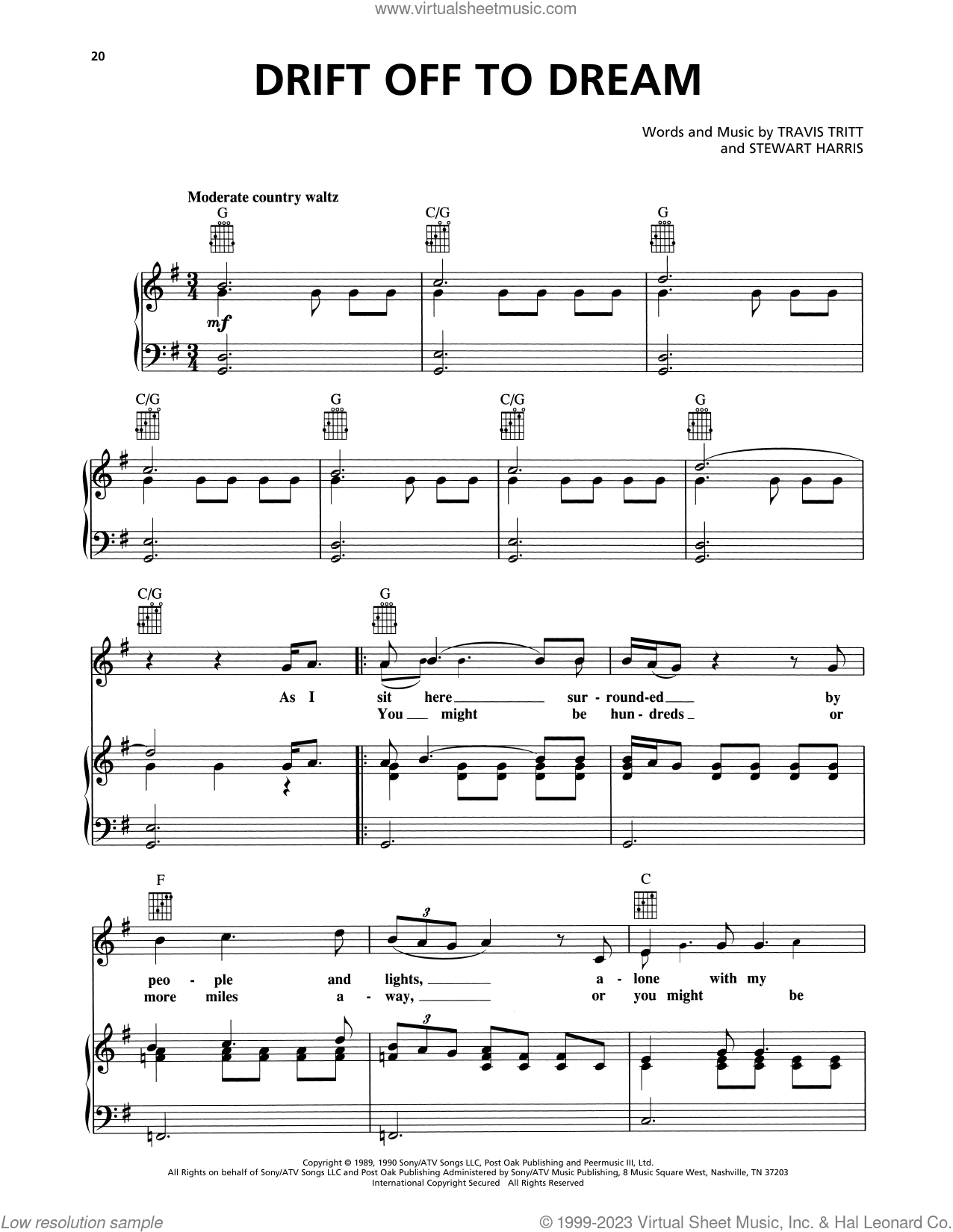 Drift Off To Dream sheet music for voice, piano or guitar (PDF)