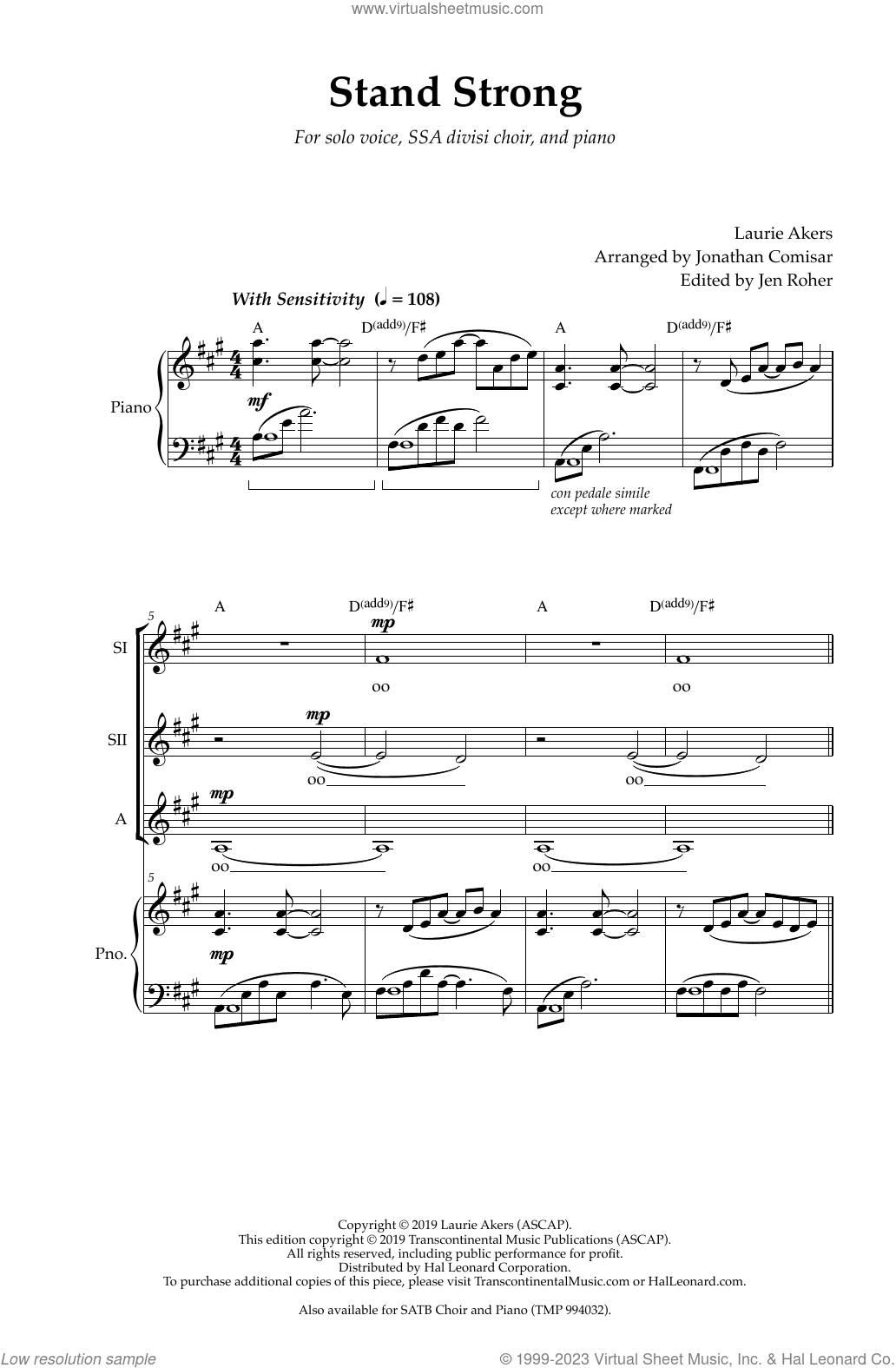 Stand Strong (arr. Jonathan Comisar) sheet music for choir (SSA: soprano, alto)