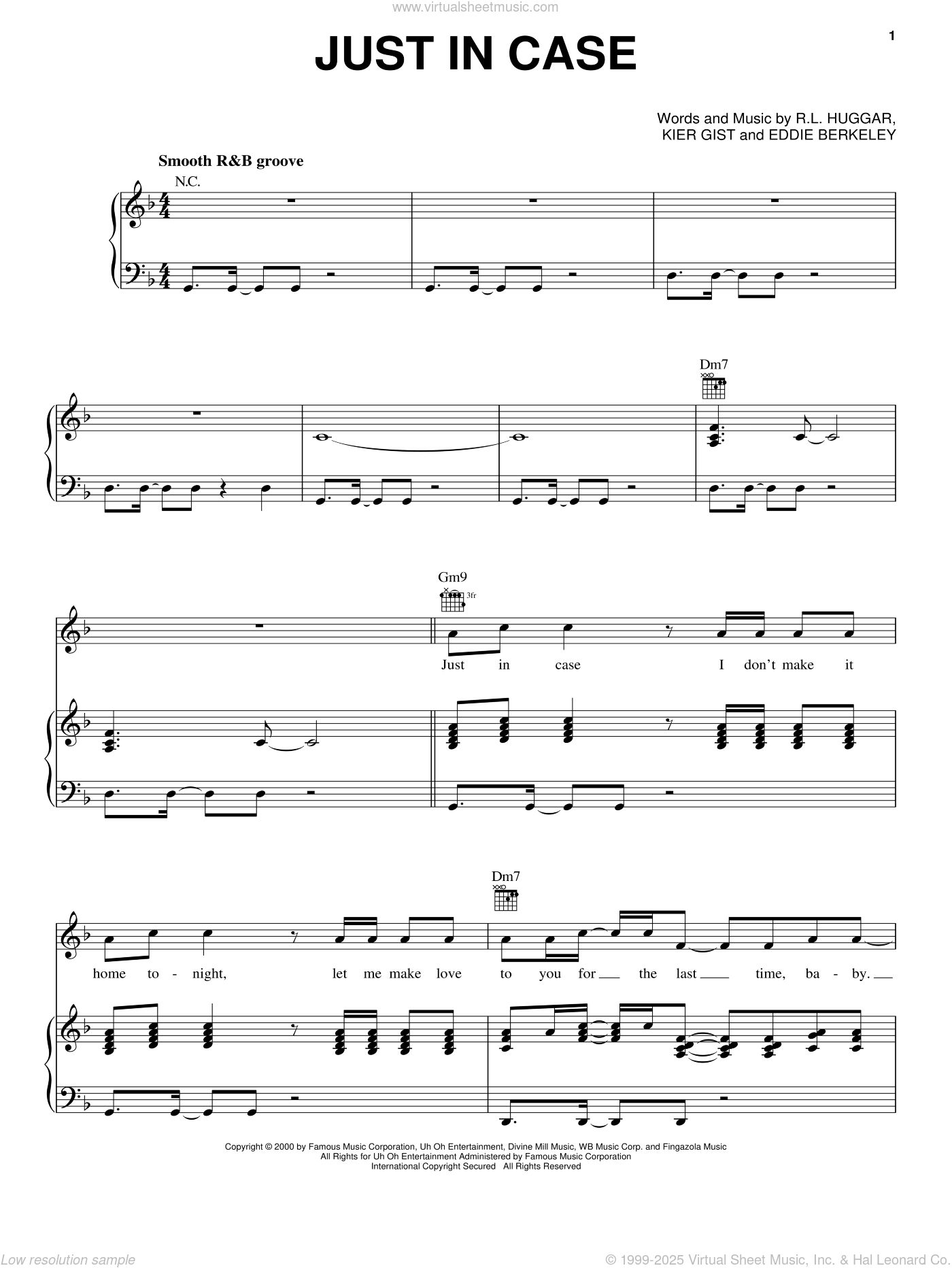 Just In Case sheet music for voice, piano or guitar (PDF)