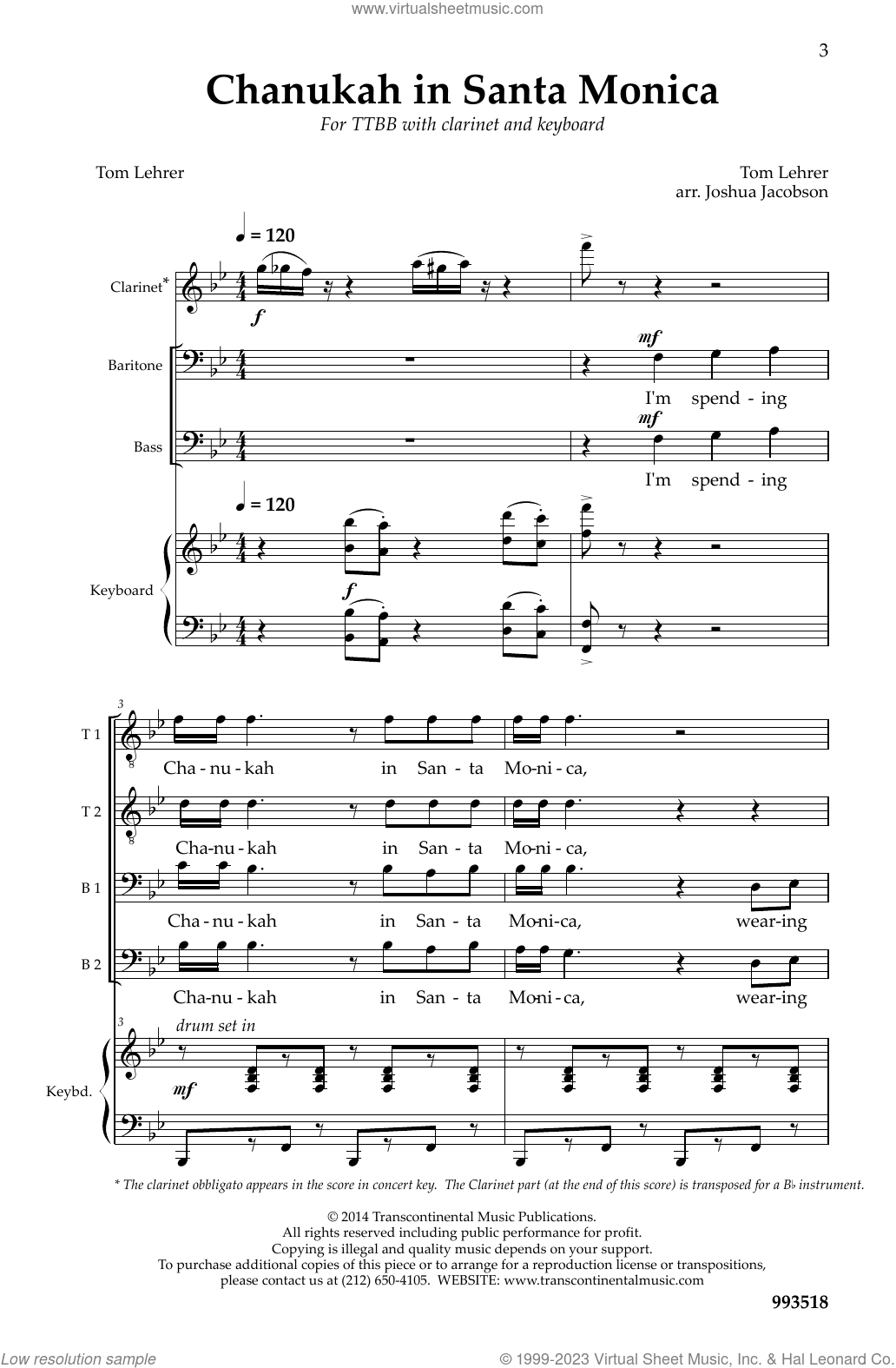 Chanukah in Santa Monica (arr. Joshua Jacobson) sheet music for choir ...