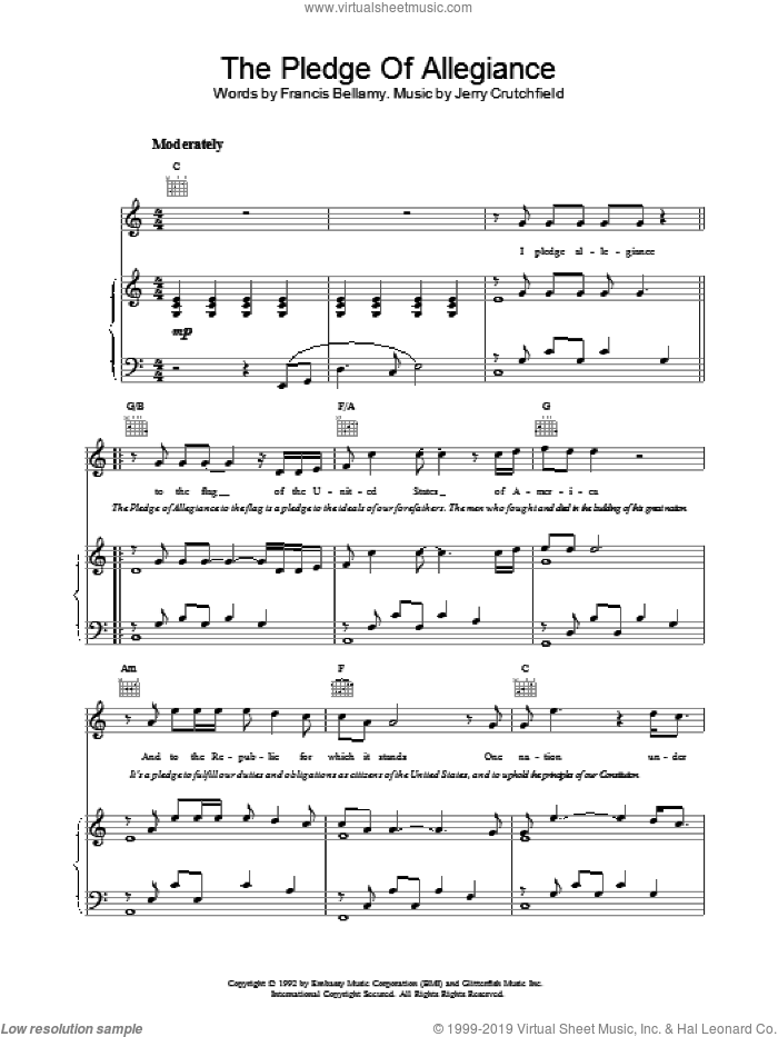 Lee Greenwood: The Pledge Of Allegiance sheet music for voice, piano or ...