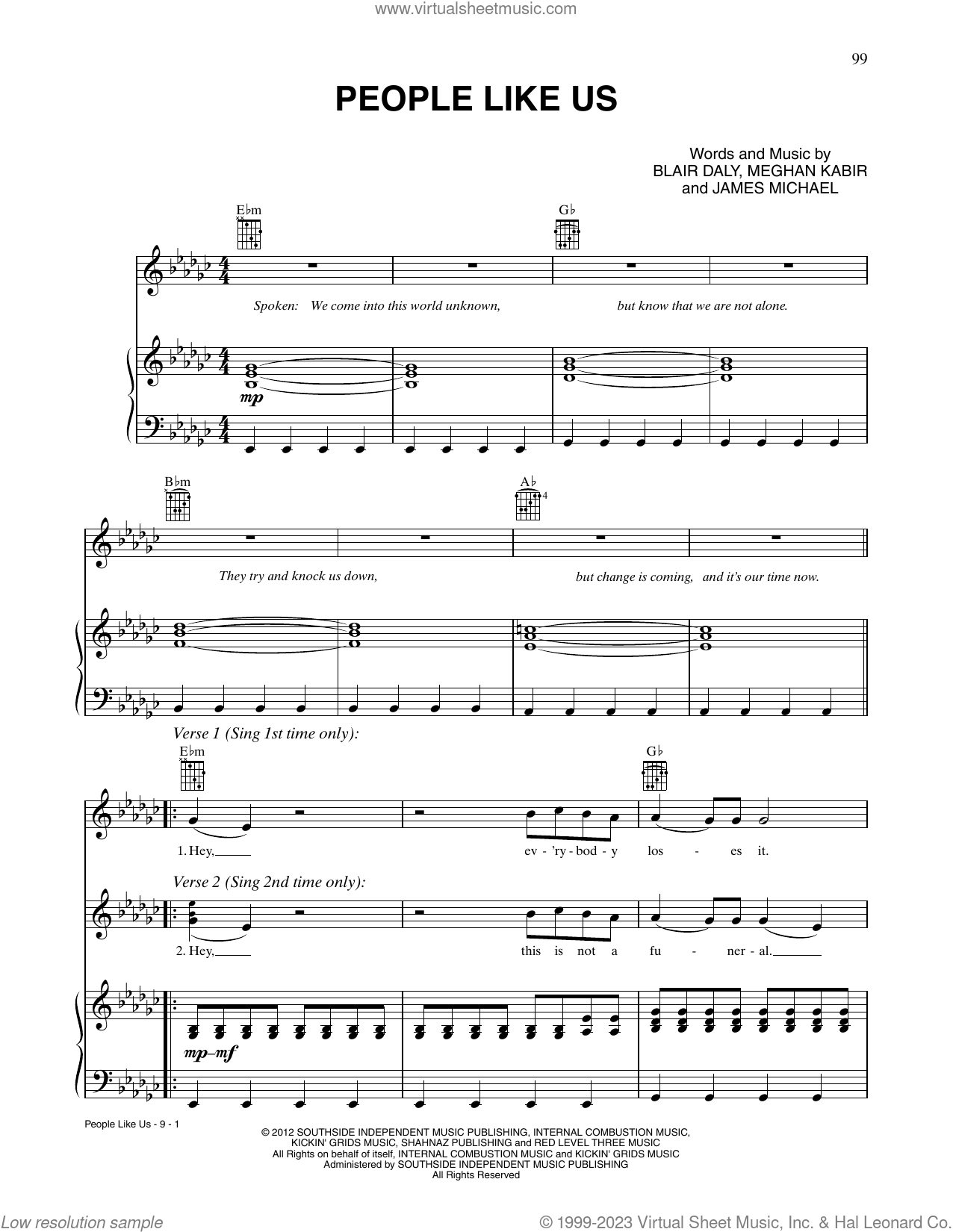 People Like Us sheet music for voice, piano or guitar v2