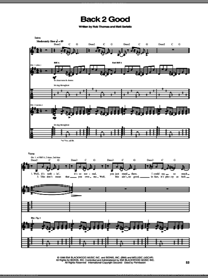Back 2 Good sheet music for guitar (tablature) (PDF)