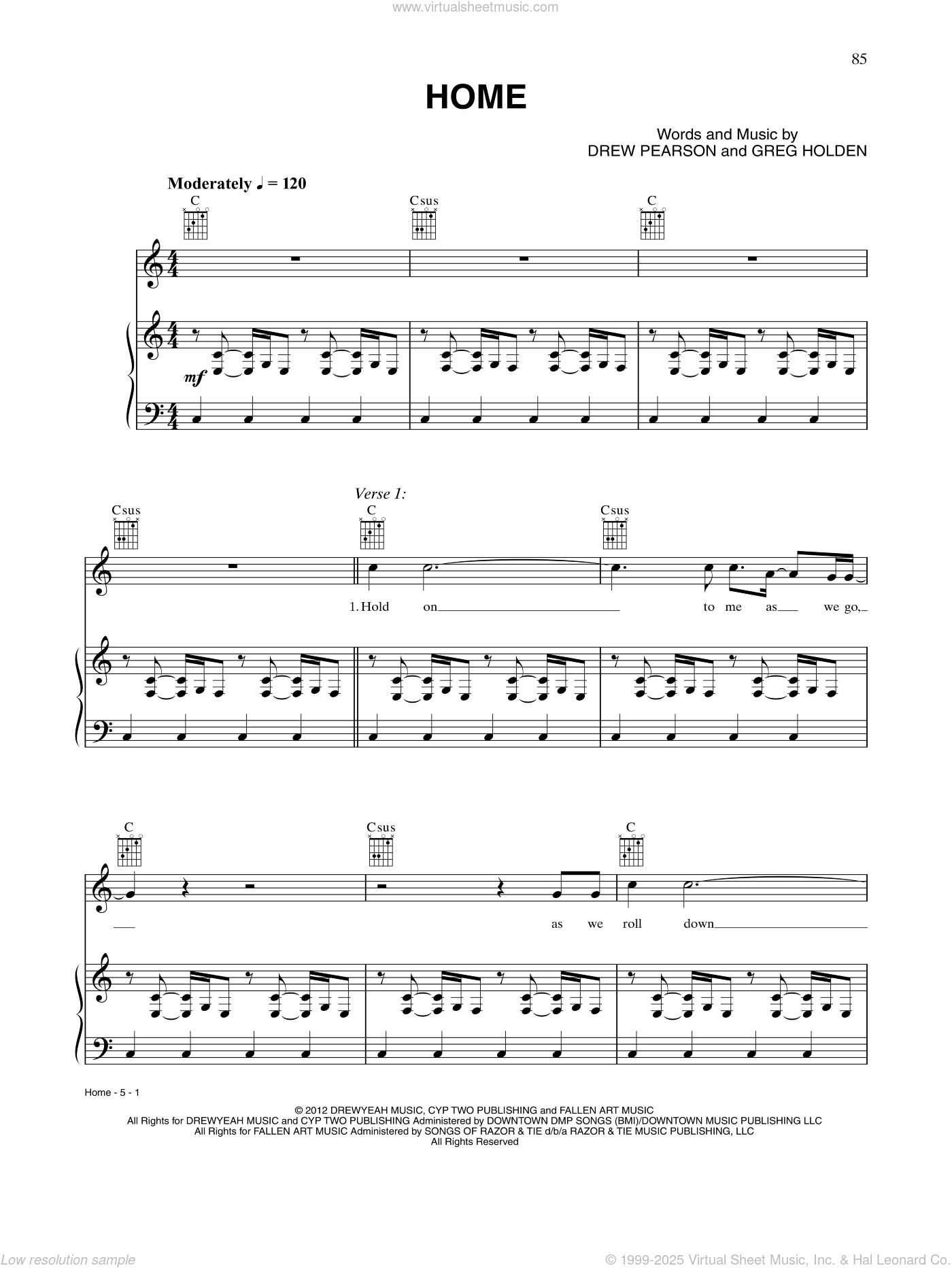 Home sheet music for voice, piano or guitar (PDF) v2